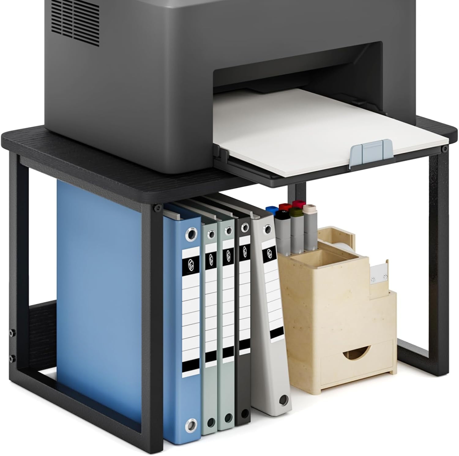 Printer Stand with Storage for Desk, Desktop Printer Stand Shelf ...