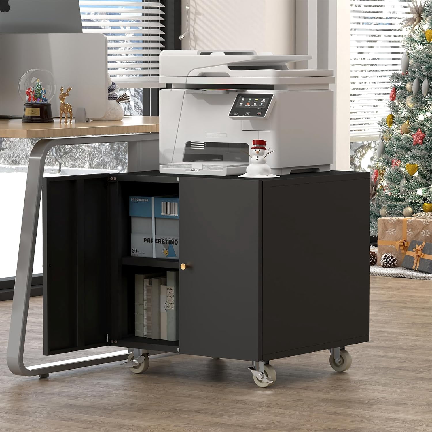 Printer Stand with Storage, Metal Printer Table for Home Office, Heavy ...