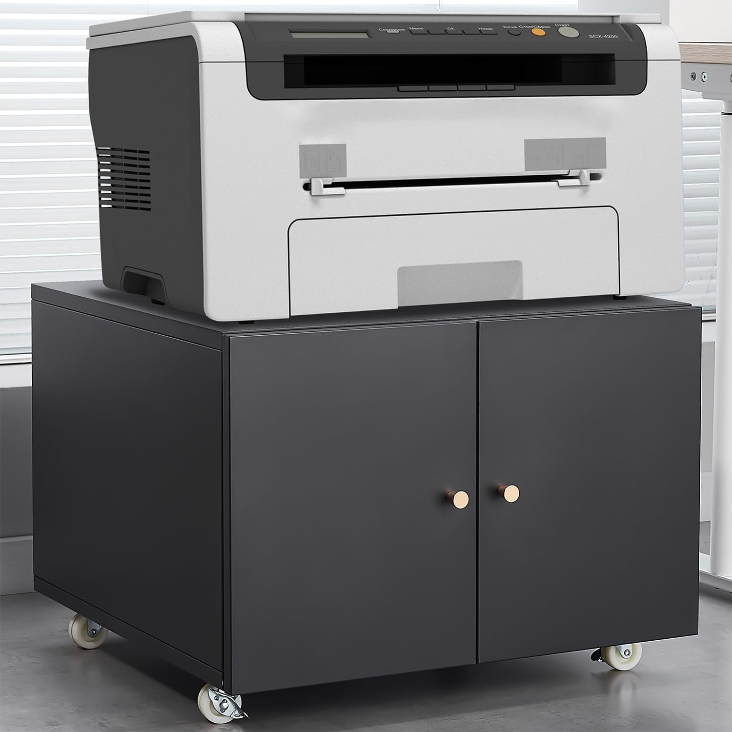 Printer Stand with Storage - Organize in Style Metal Printer Stand for ...