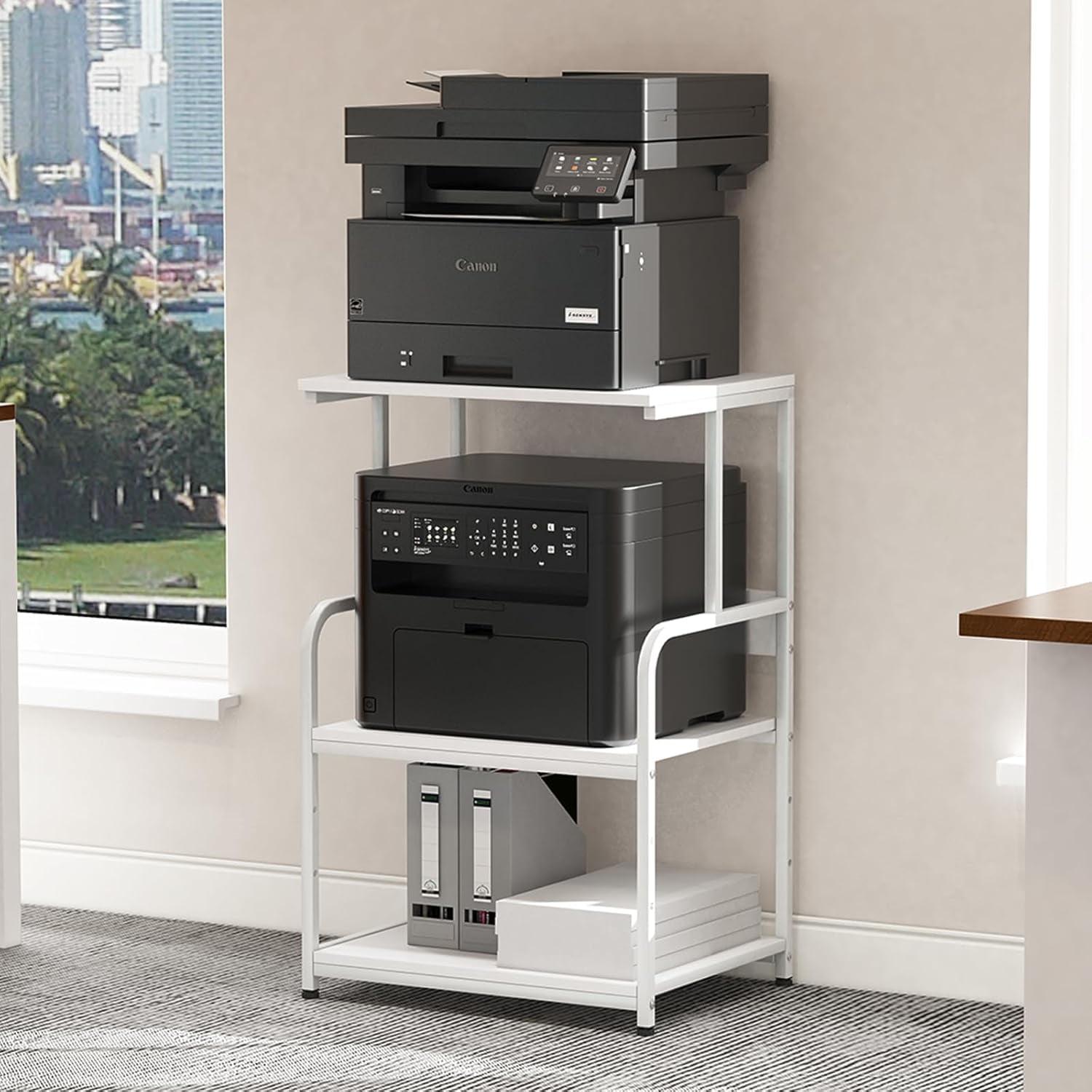 Printer Stand with Storage Shelf,3 Tier Printer Cart with Wheels,Mobile ...
