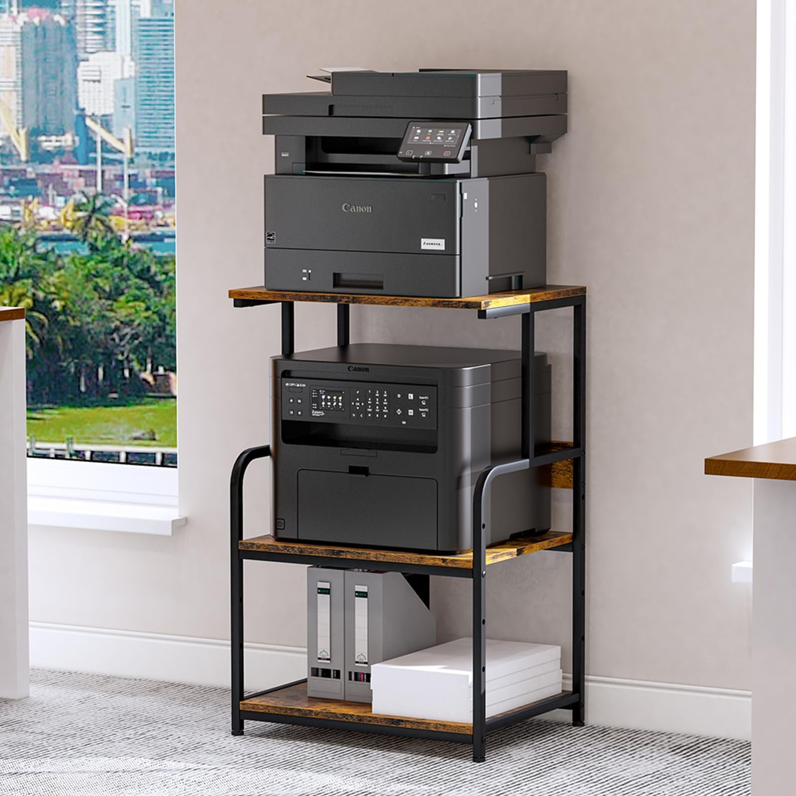 Printer Stand with Storage Shelf,3 Tier Printer Cart with Wheels,Mobile ...