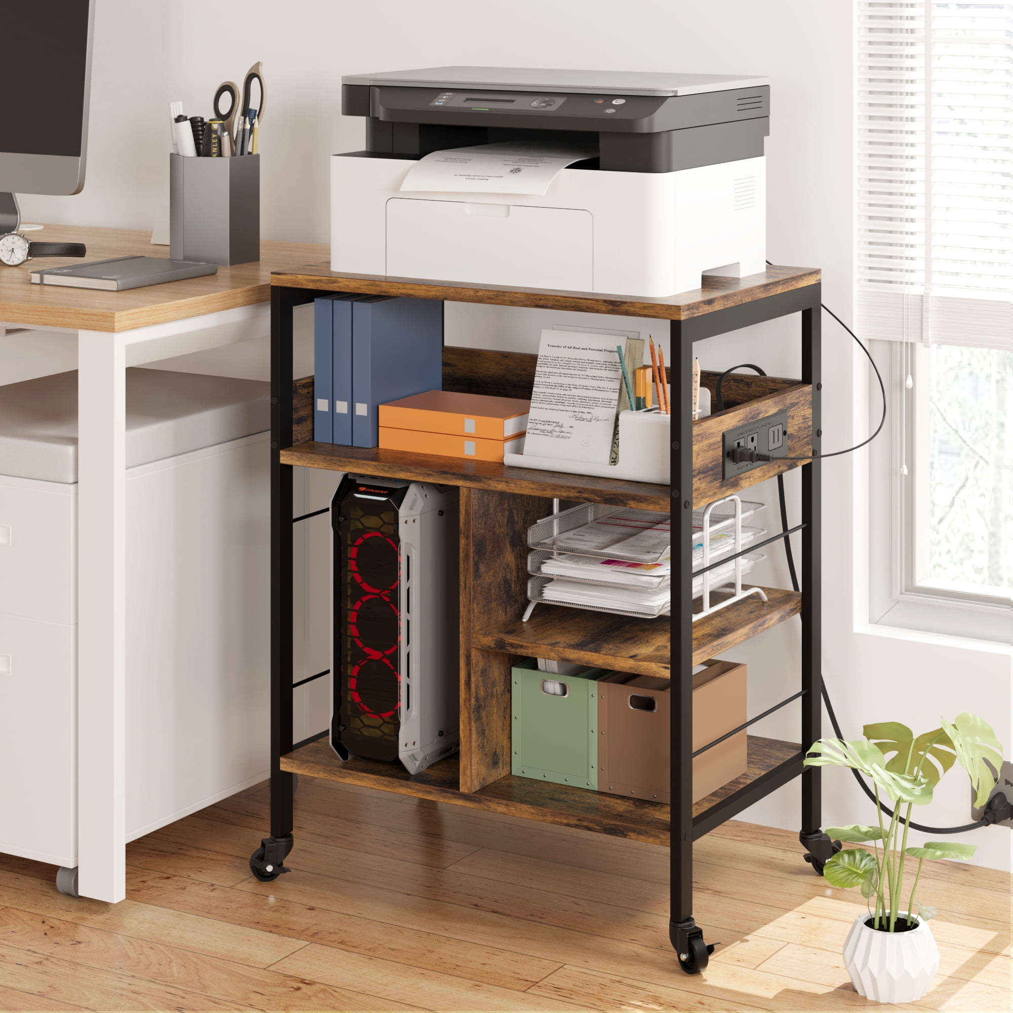 Printer Stand with Storage Shelf, Printer Cart Large Printer Table with ...