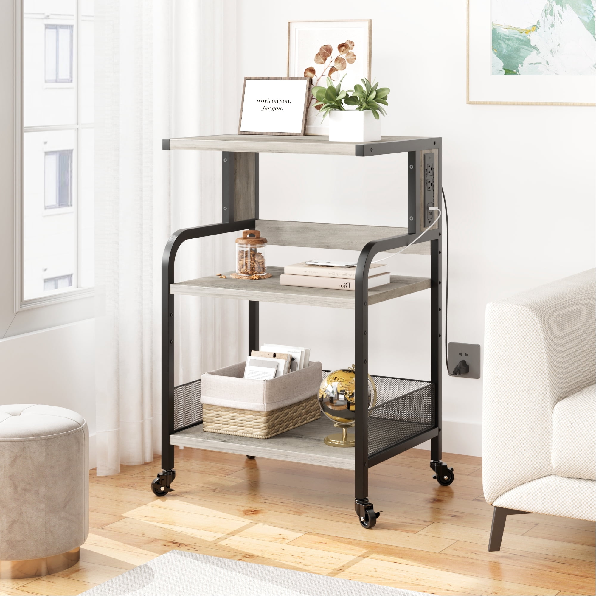 Printer Stand with Storage Shelf, Large Printer Cart Printer Table with ...