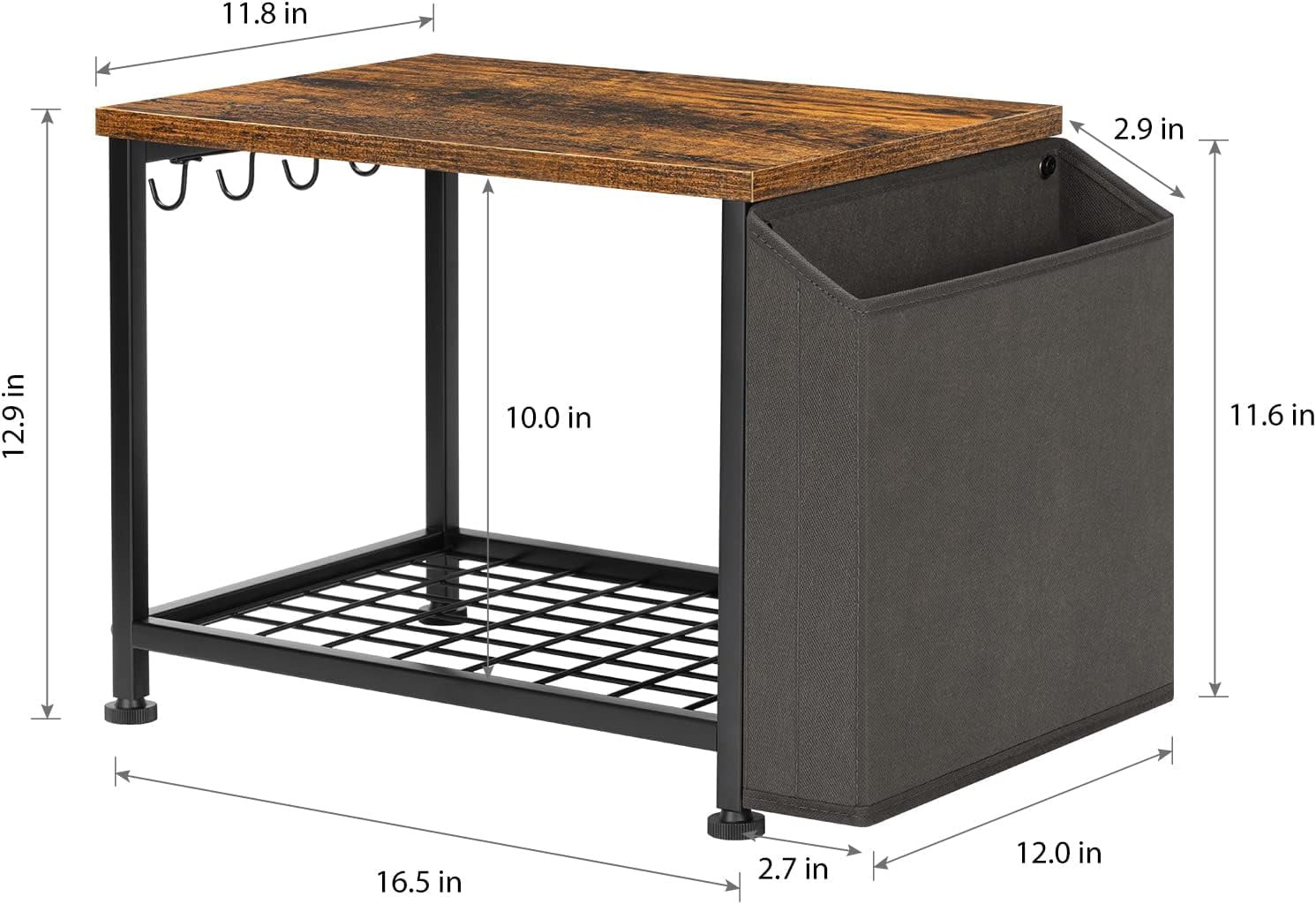 Printer Stand With Storage, 2-Tier Under-Counter Printer Stand, Wooden ...