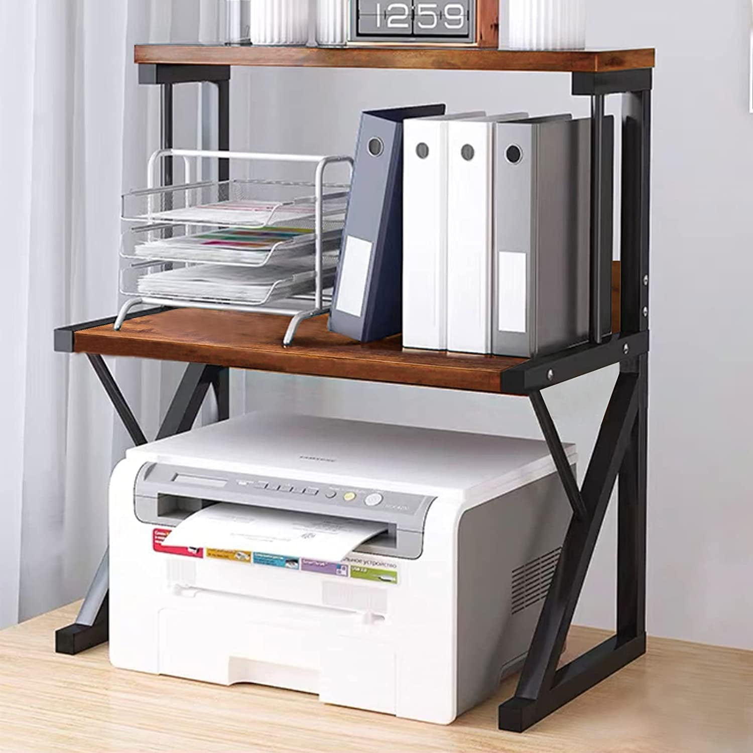 Printer Stand for Desk, Desktop Printer Shelf Large 3-Tier Multi ...