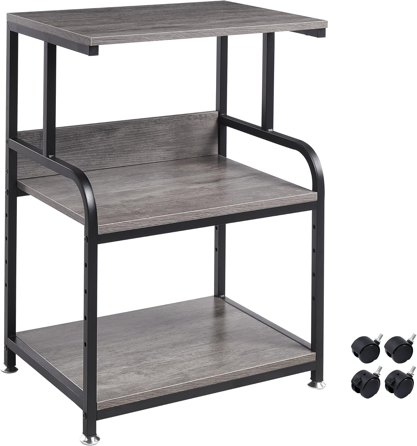 Printer Stand with Height Adjustable Storage Shelf, 3 Tier Mobile ...