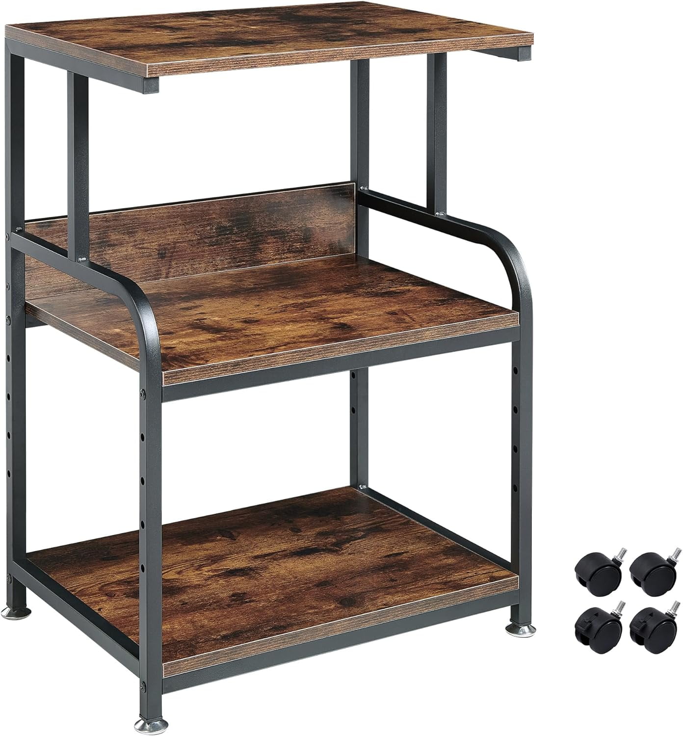 Printer Stand with Height Adjustable Storage Shelf, 3 Tier Mobile ...