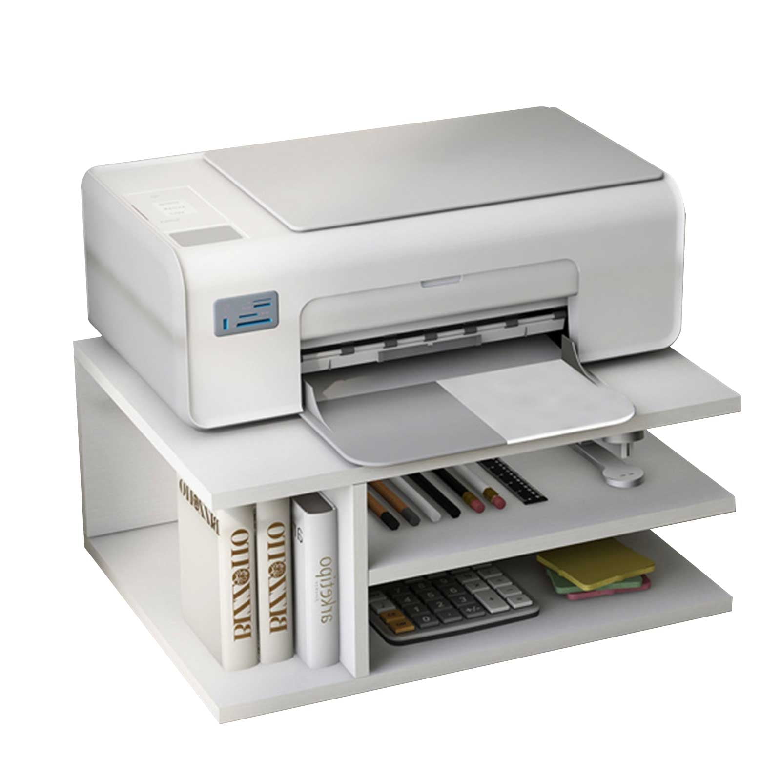 Printer Stand with Storage Printer Riser Desk Paper Organzier for Home ...