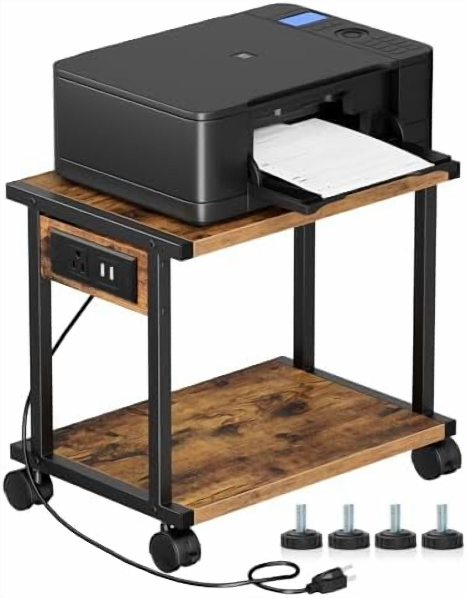 Printer Table, 2-Tier Under Desk Printer Stand with Charging Station ...
