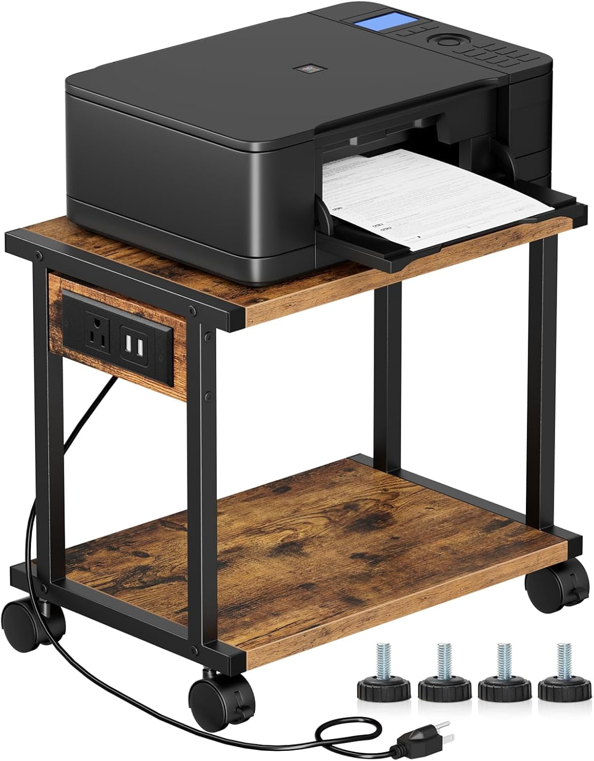 Printer Table with Charging Station for Home Office Organization, 2 ...
