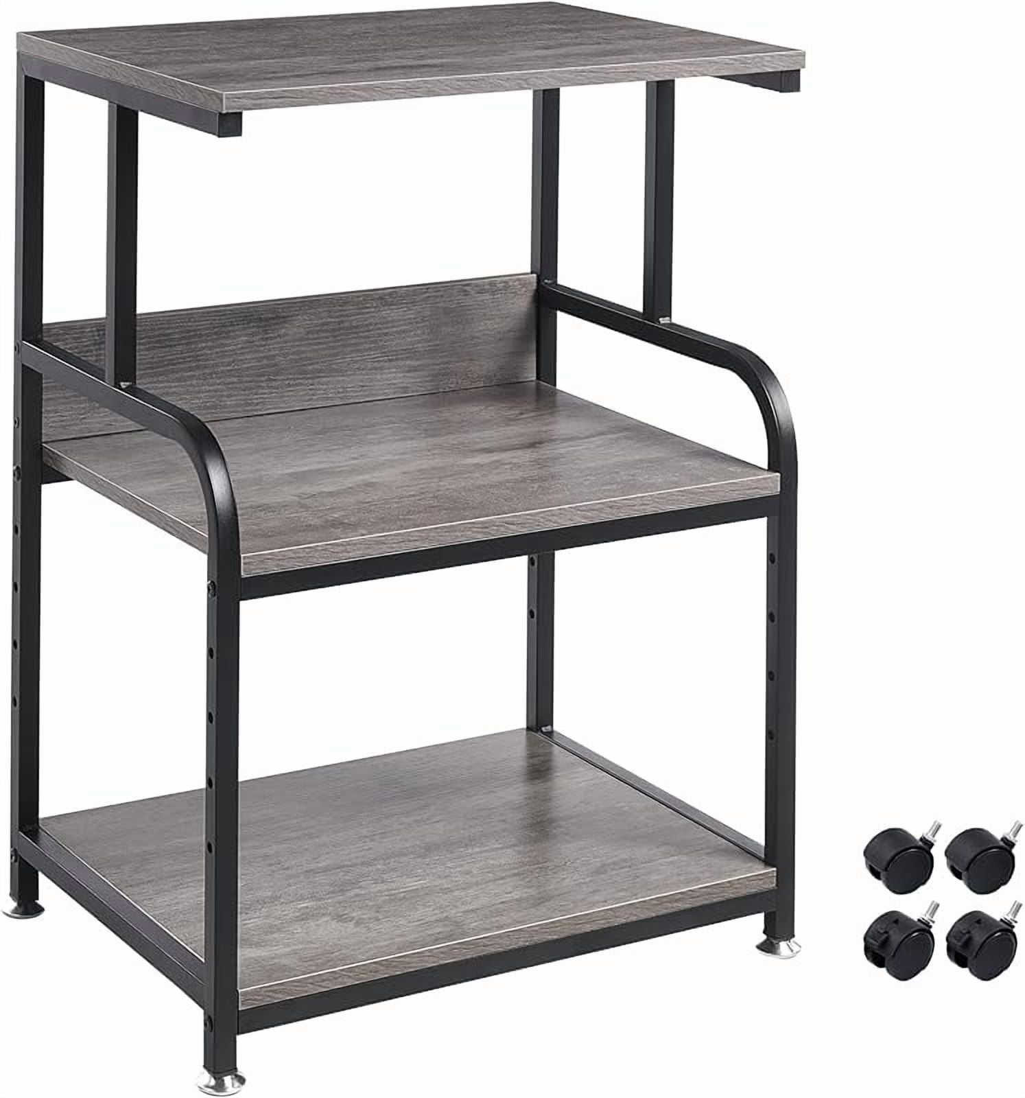 Printer Table Stand with Height Adjustable Shelf, 3 Tier Rolling ...