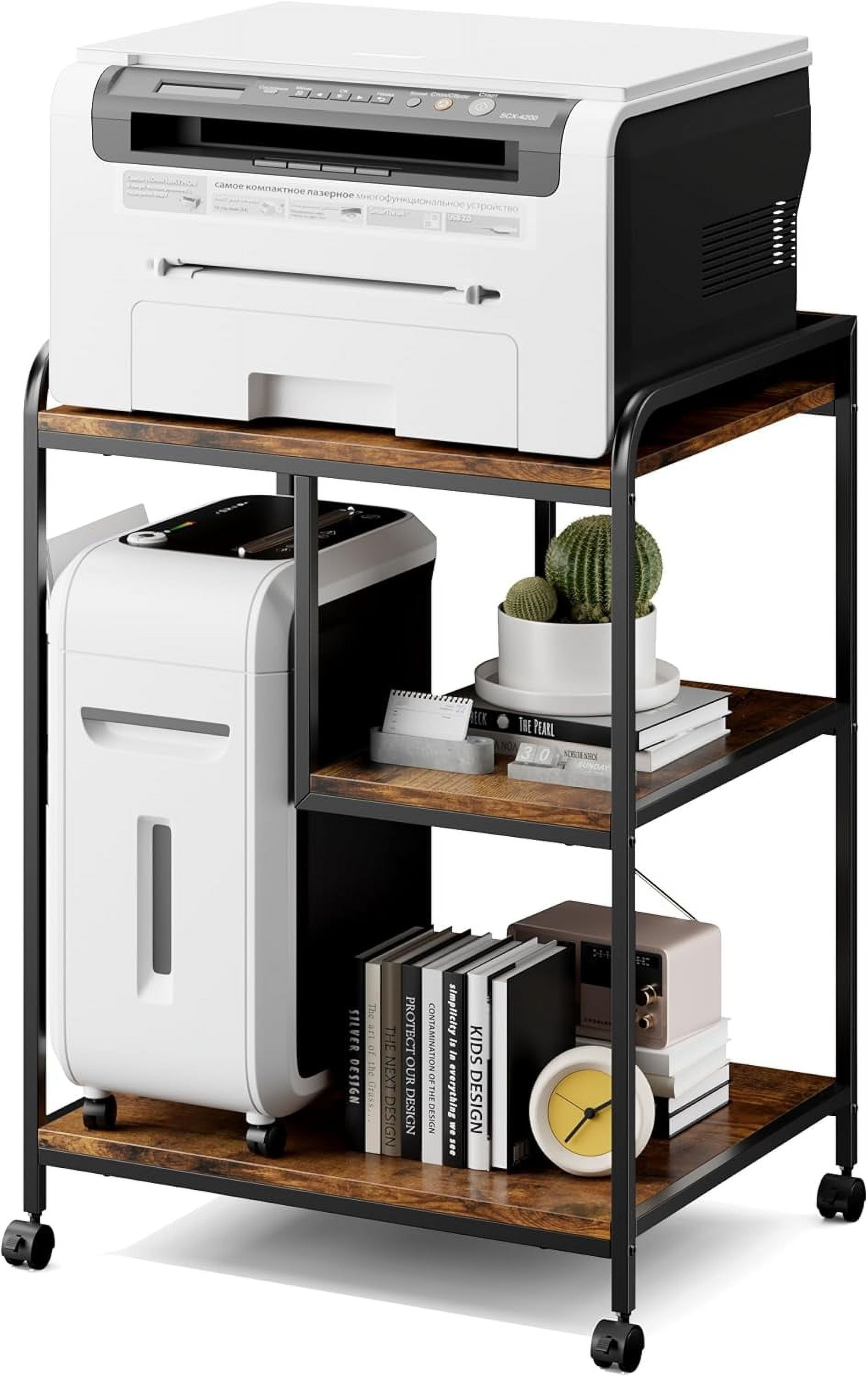 Printer Table with Storage Large Printer Stand with Wheels for Home ...