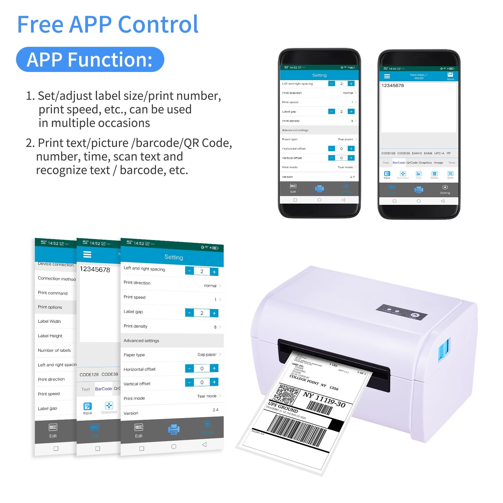 Printer, Ups Ebay Printer 4x6 Label Max.110mm Paper Compatible Label ...