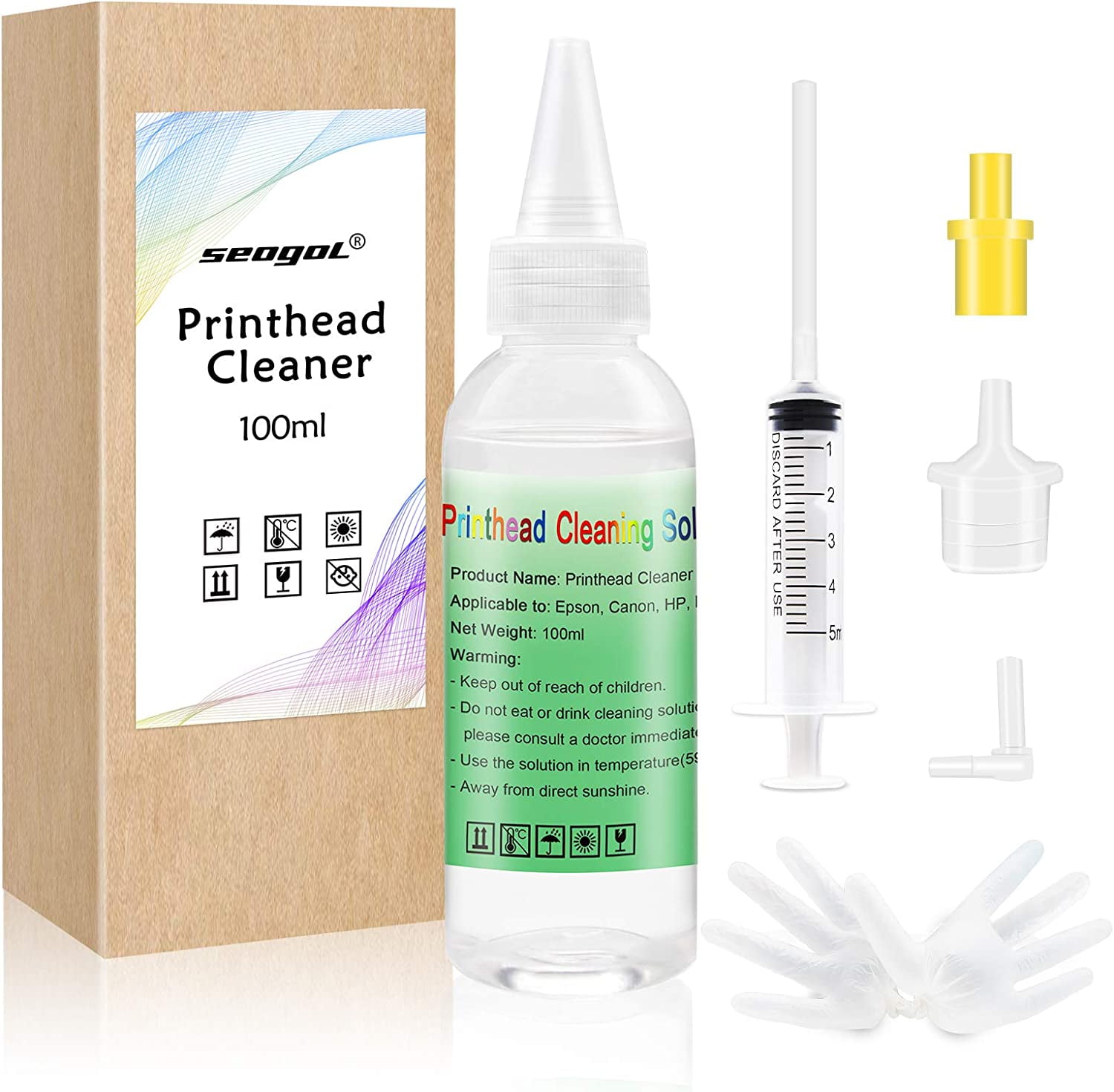 Seogol Printhead Cleaner Yellow Ink Cartridge with Syringe, Pair of ...