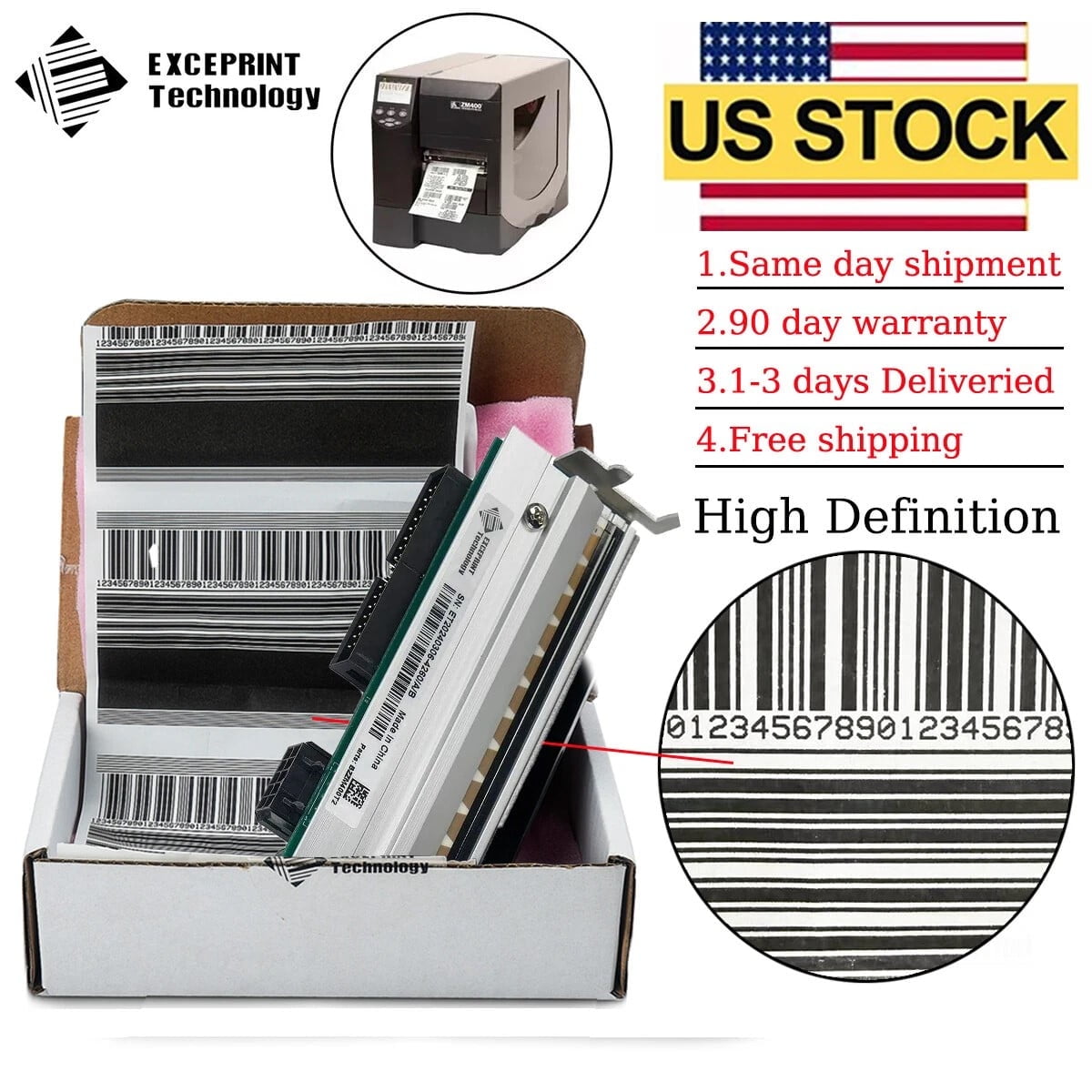 Printhead for Zebra ZM400 Printer - 203dpi Print Head 79800M US STOCK ...