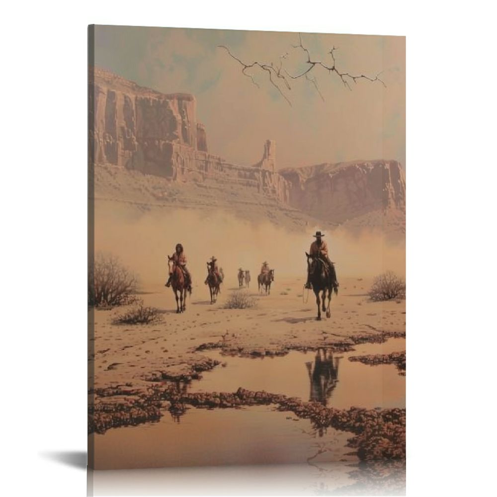 Prints American West Rodeo Cowboy Wall Art Painting Brown Straw Hat on ...