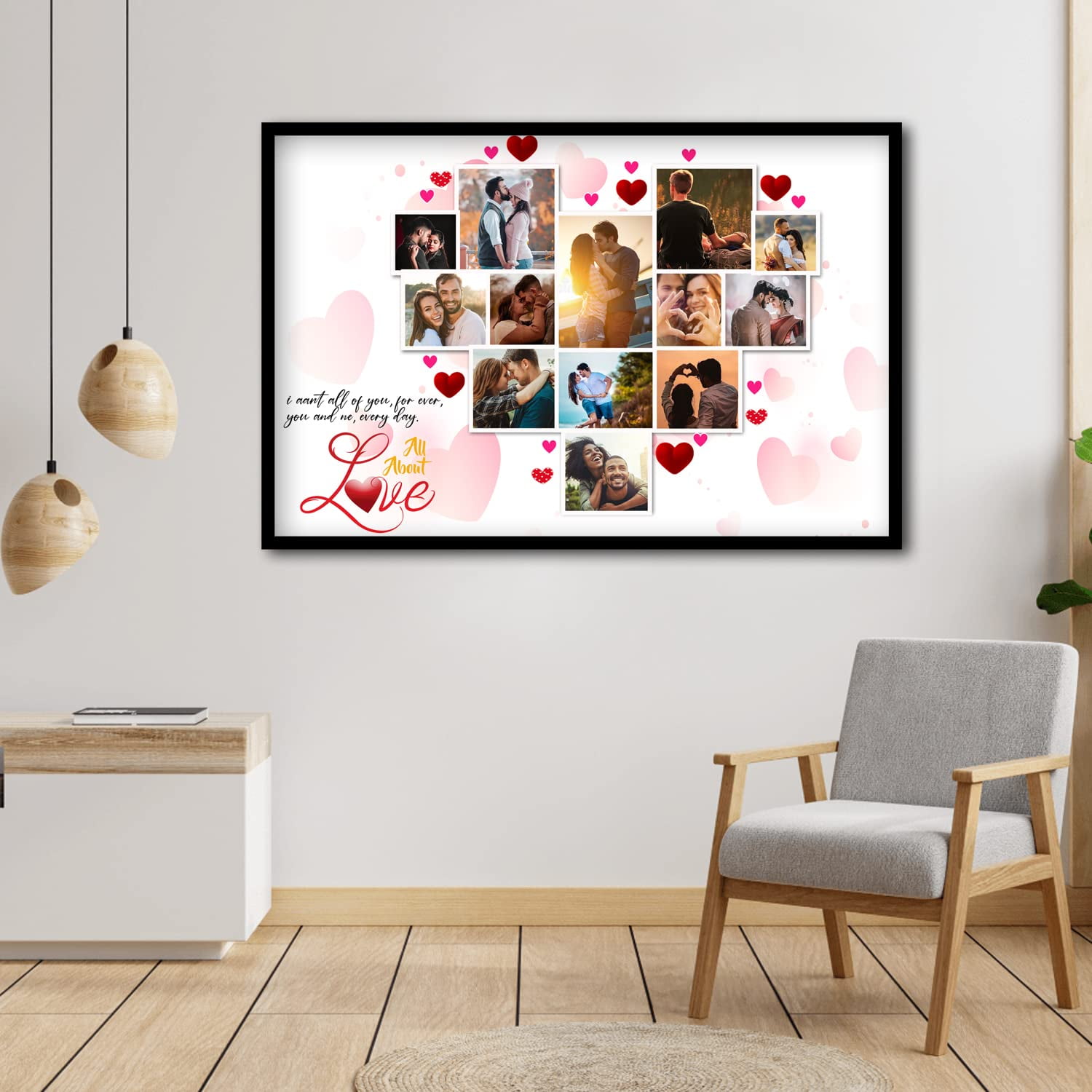 Prints Club Wooden Photo Frame Heart Shape Valentine Special Customized ...