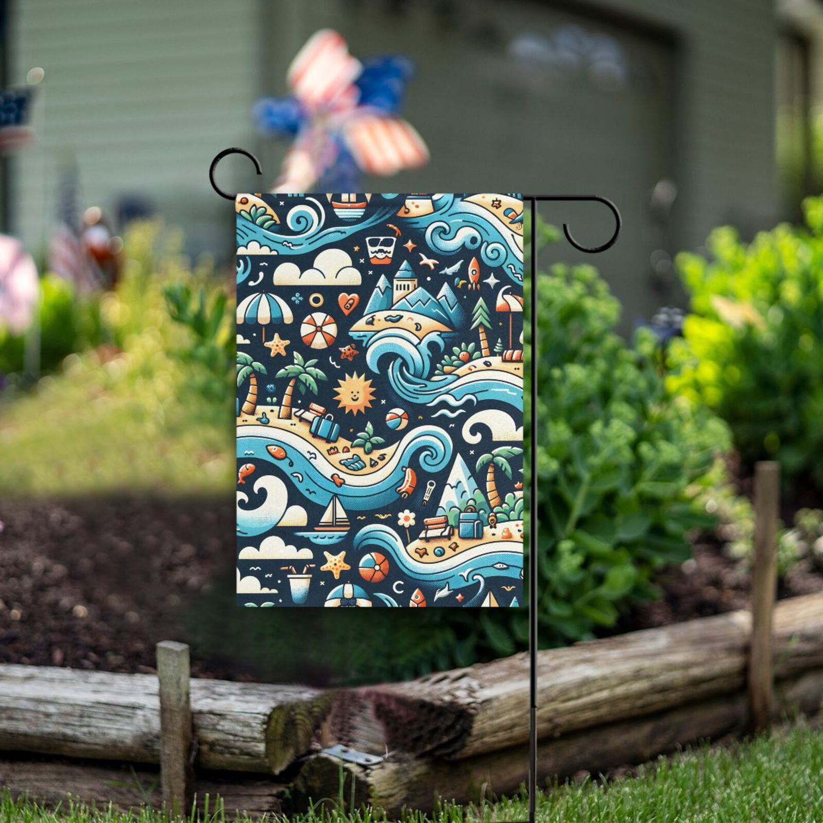 Prints Ocean Blue Garden Flag Double Sided Outdoor Banners for ...