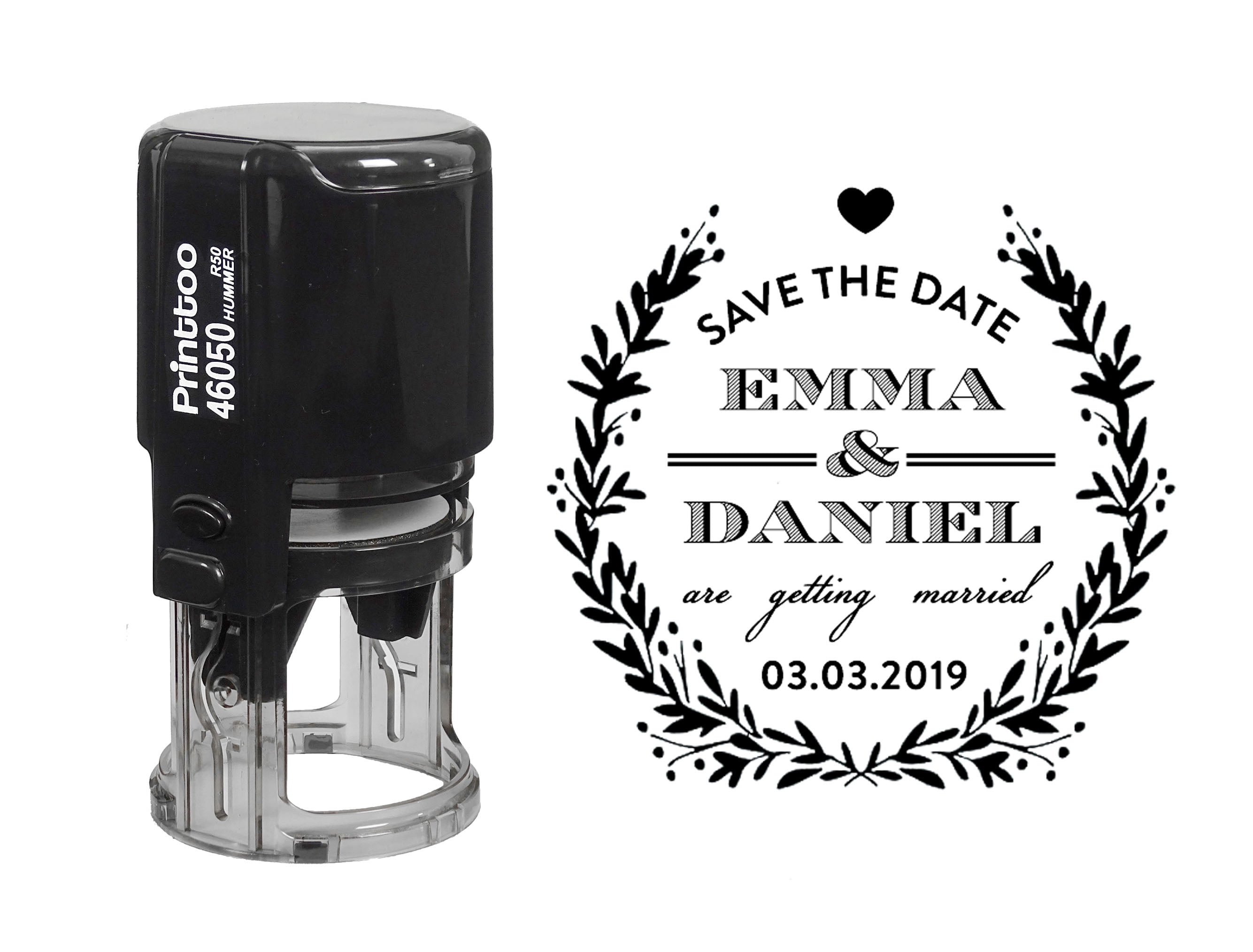 Printtoo Black Getting Married Save The Date Personalized Self Inking ...