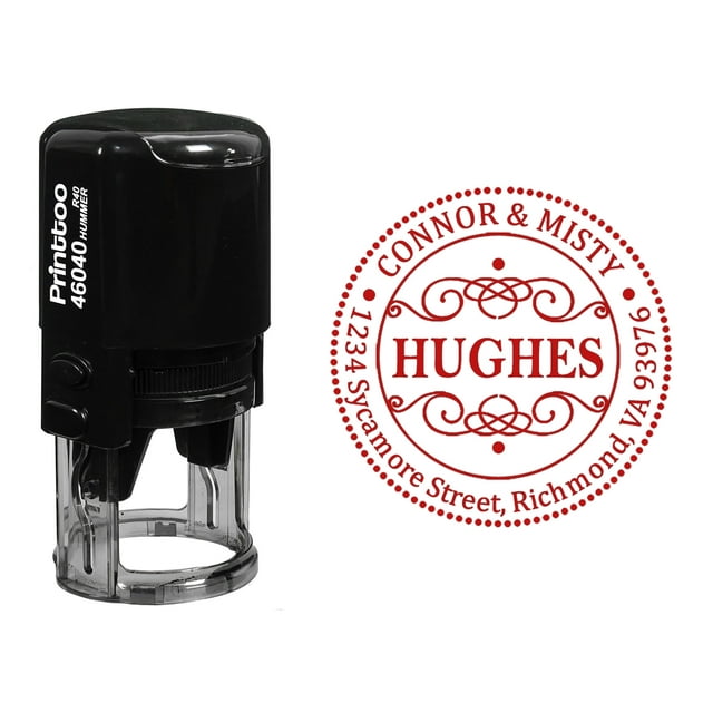 Printtoo Custom Address Return Self Inking Round Rubber Stamp ...