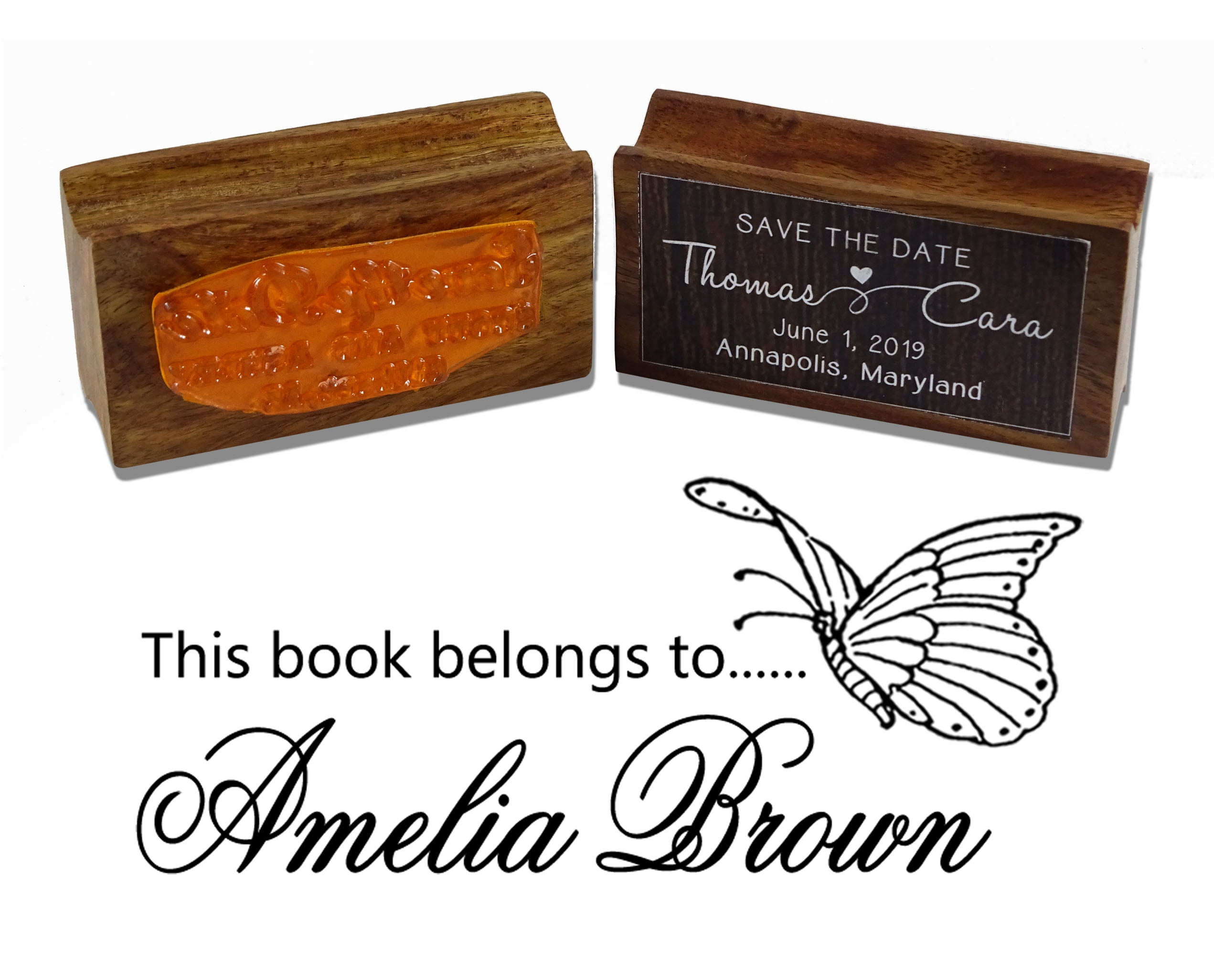 Printtoo Custom Wood Mount Library Rubber Stamp This Book Belongs To ...