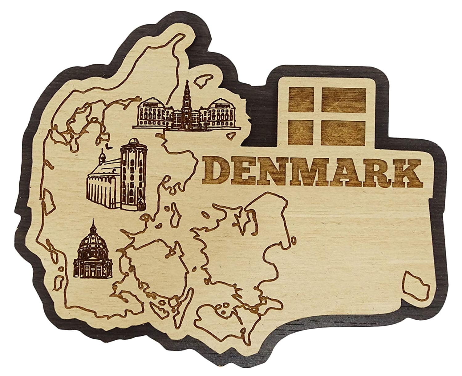 Printtoo Denmark Map Fridge Magnet Souvenir Wooden Gift Collectibles ...
