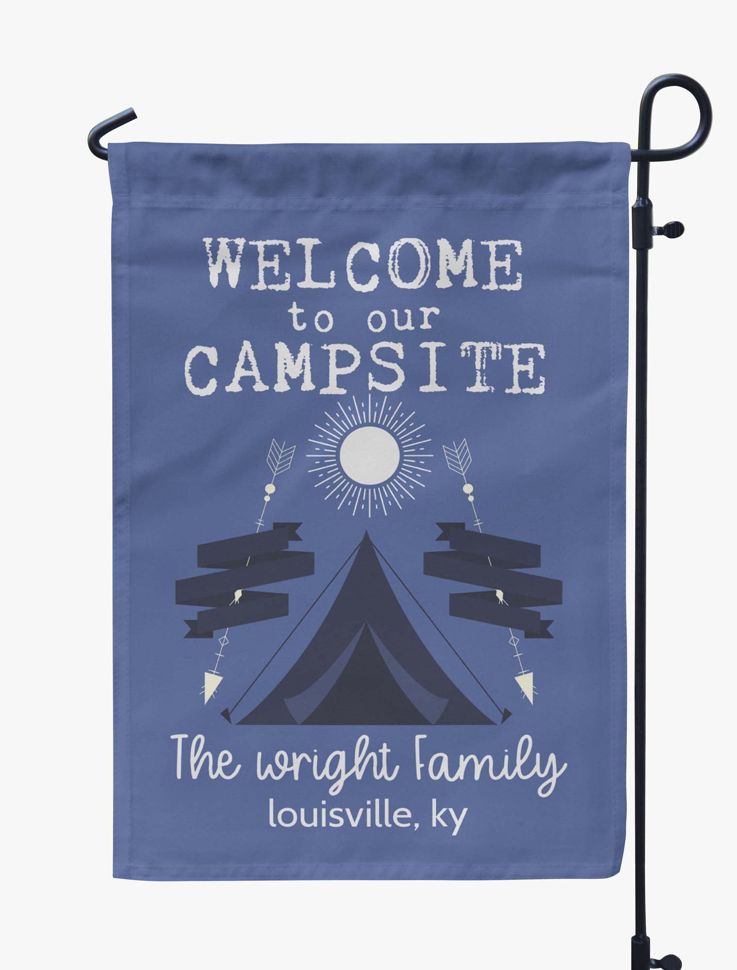 Printtoo Dusty Blue Welcome To Our Campsite Outdoor Personalized ...
