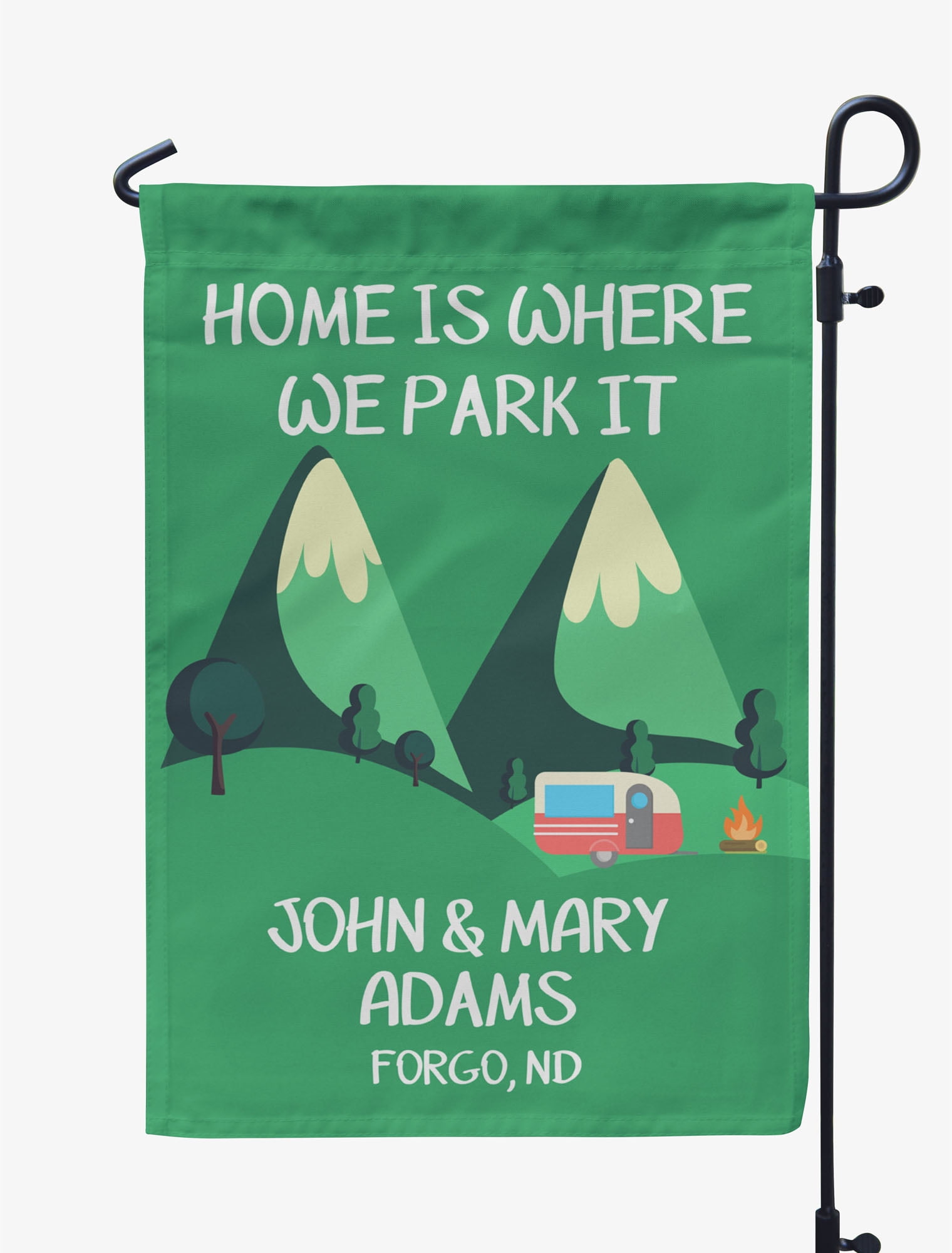 Printtoo Forest Green Home Is Where We Park It Retro Camp Trailer ...