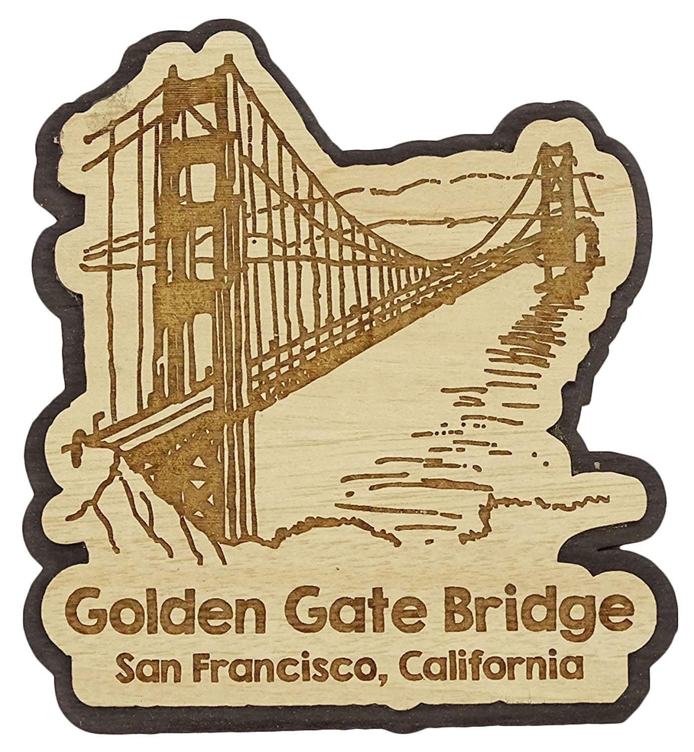 Printtoo Golden Gate Bridge Engraved Wooden Fridge Magnet Souvenir Gift ...