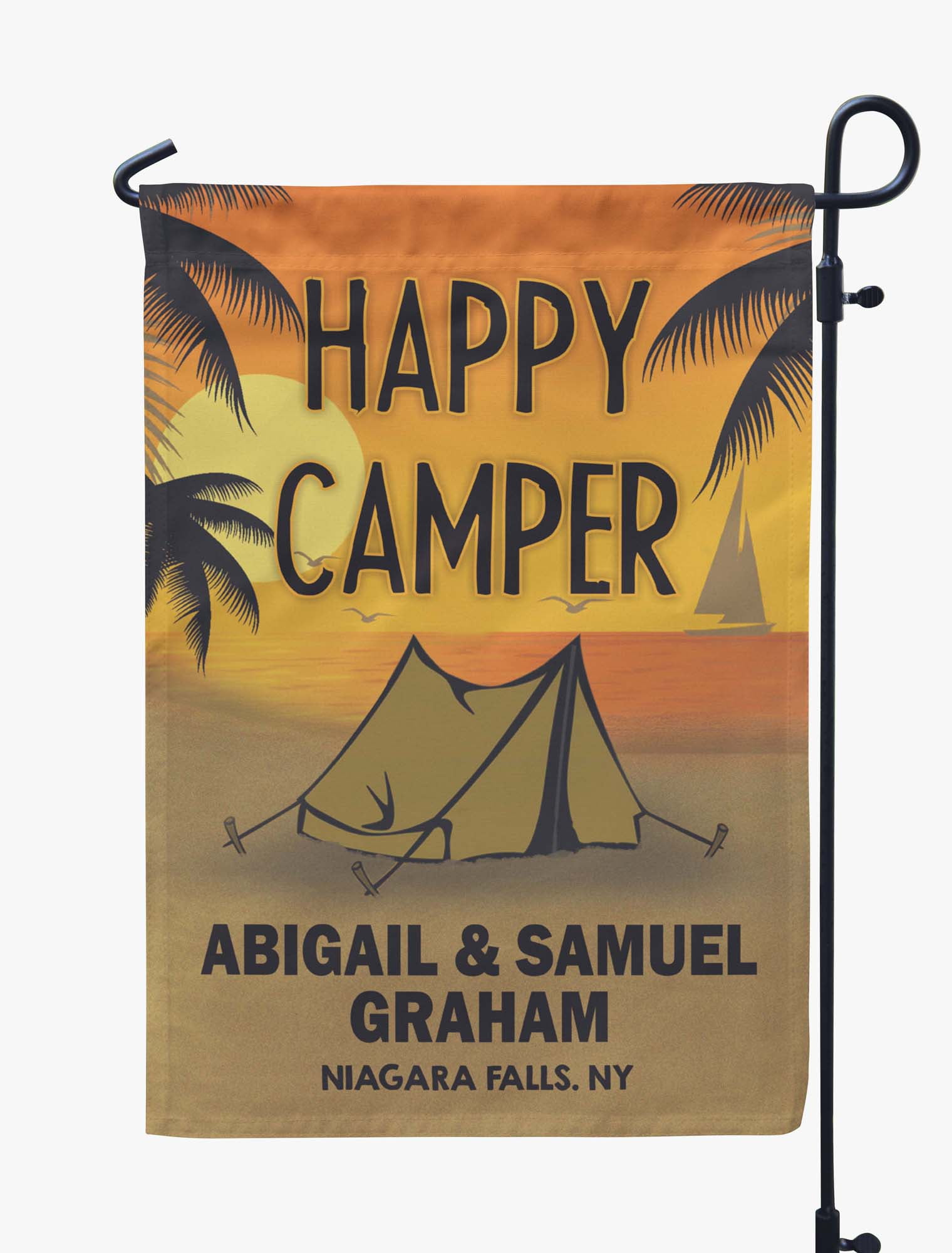 Printtoo Goldenrod Happy Camper Campsite Personalized Camping Flags For ...