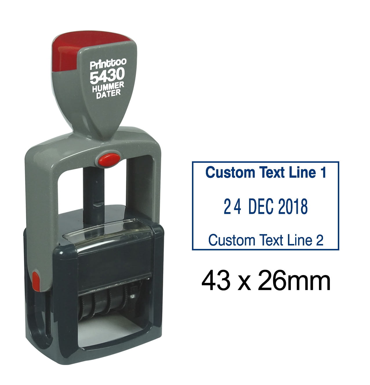 Printtoo Heavy Duty Dater Stamp Self Inking With Custom Text Office ...