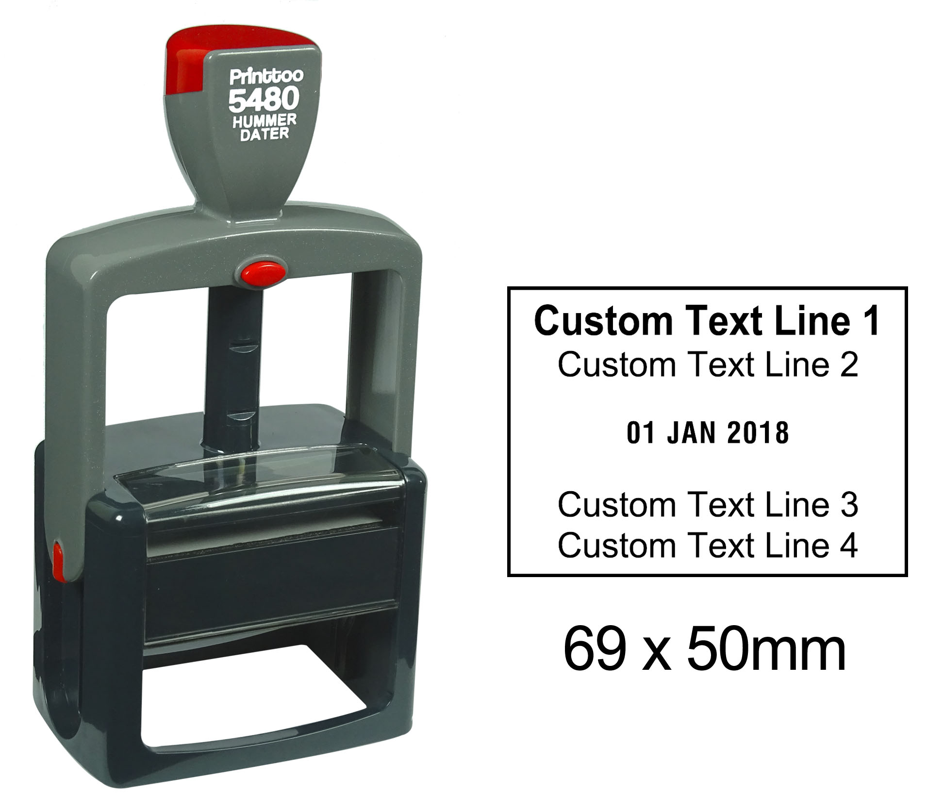 Printtoo Heavy Duty Dater Stamp With Custom Text Self Inking Office ...