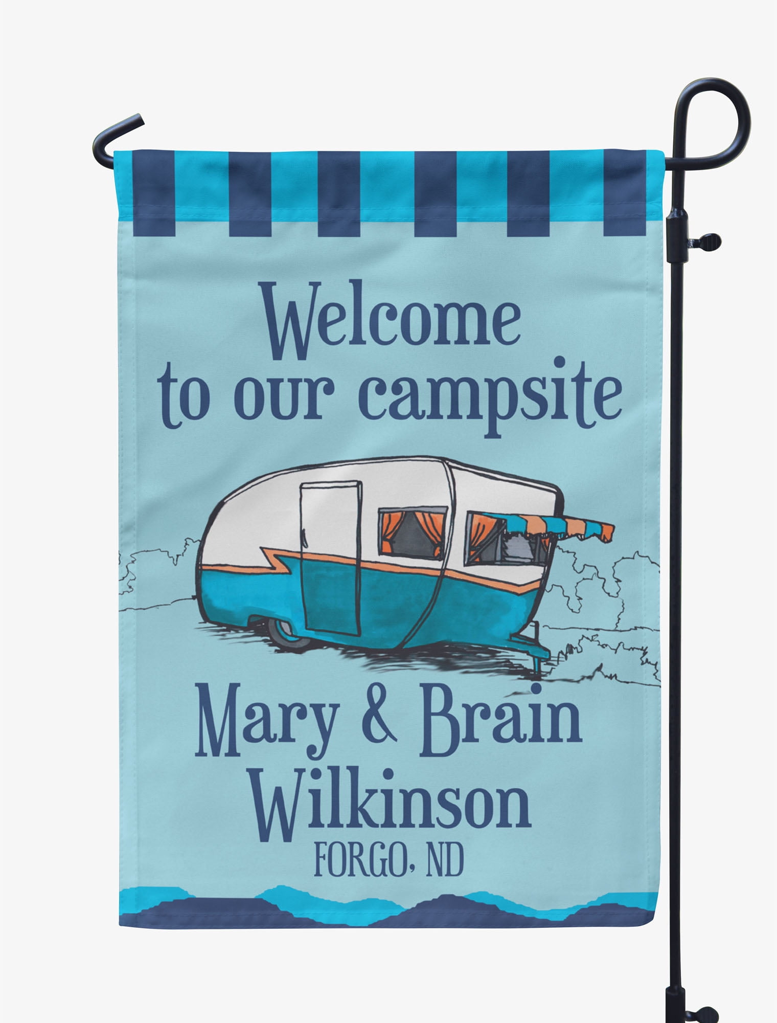 Printtoo Light Blue Welcome To Our Campsite Retro Camp Trailer 12.5x18 ...
