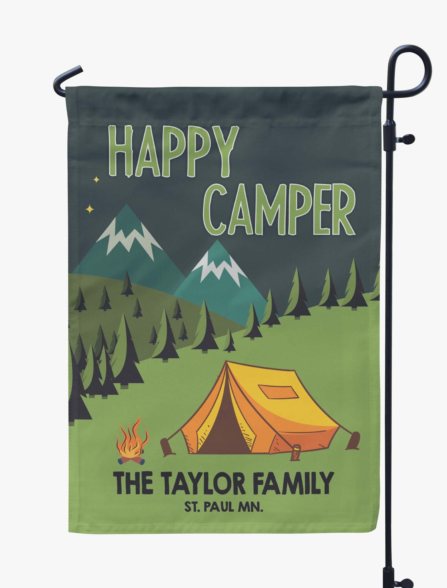 Printtoo Multicolor Happy Camper Campsite CampingFlagCustom ...
