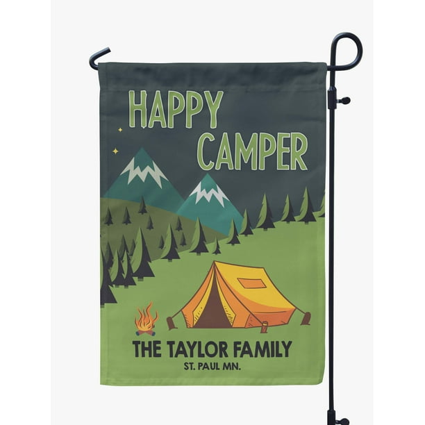 Printtoo Multicolor Happy Camper Campsite CampingFlagCustom ...