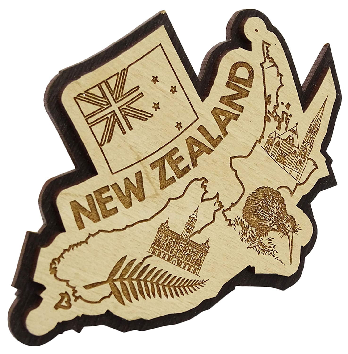Printtoo New Zealand Map Collectibles Souvenir Wooden Fridge Magnet ...