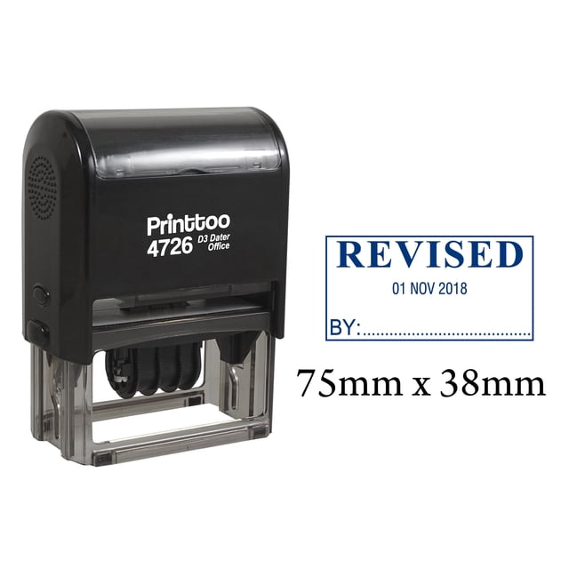 Printtoo Office Dater Stamp With Revised By Text & Signature Space Self ...