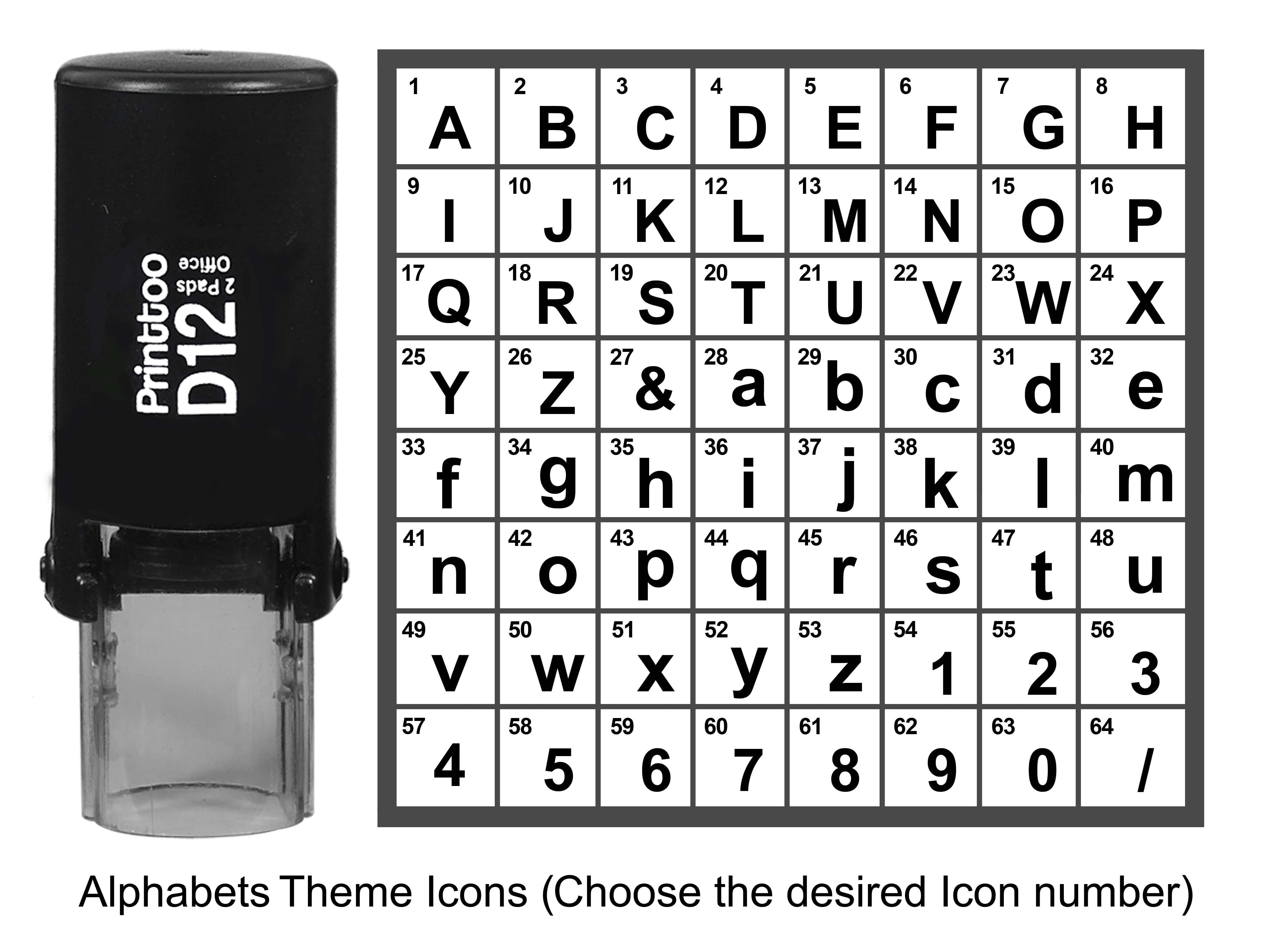Printtoo Personalized Alphabet Number Theme Rubber Stamp Self Inking ...