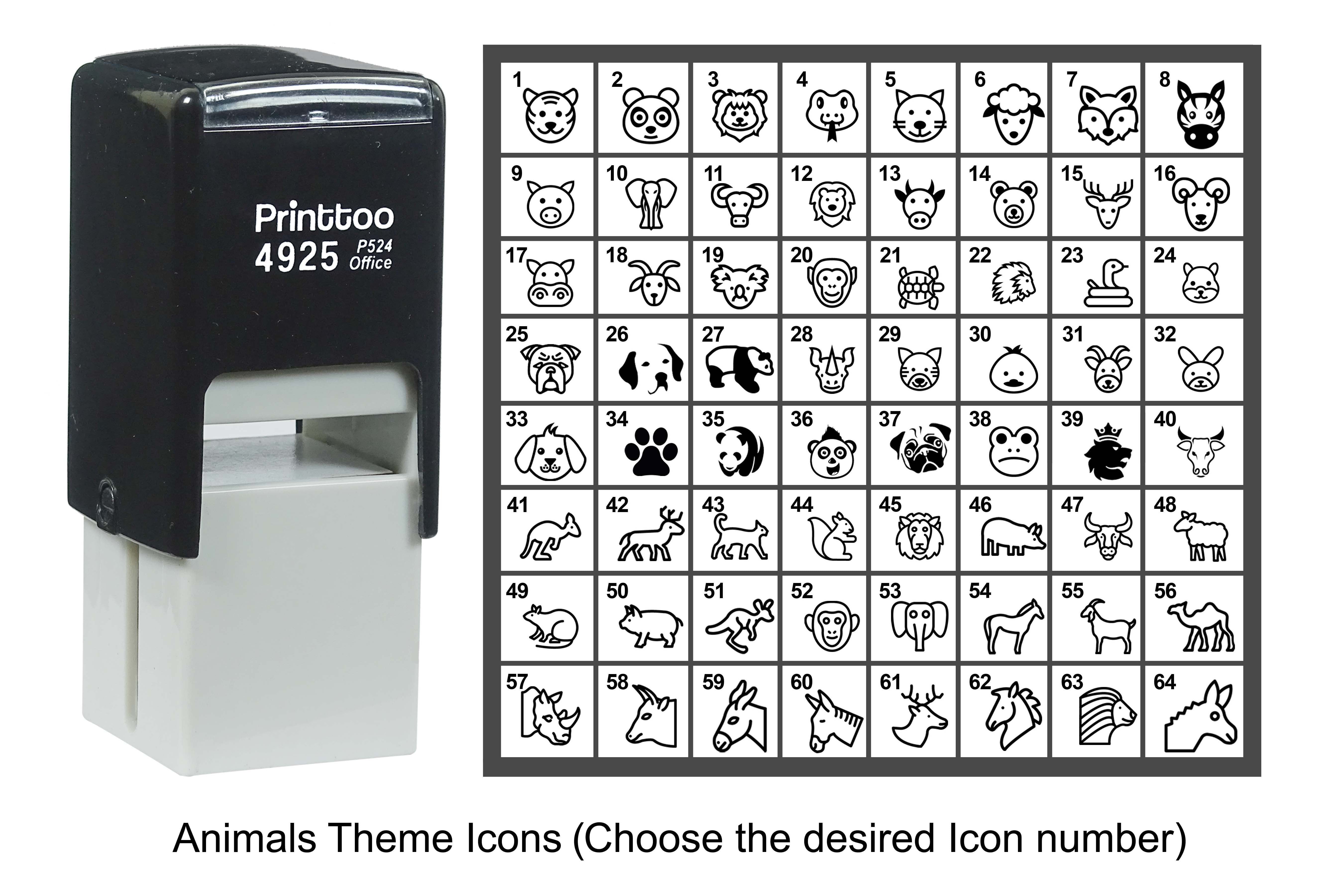 Printtoo Personalized Animals Theme Icons Rubber Stamp Self Inking ...
