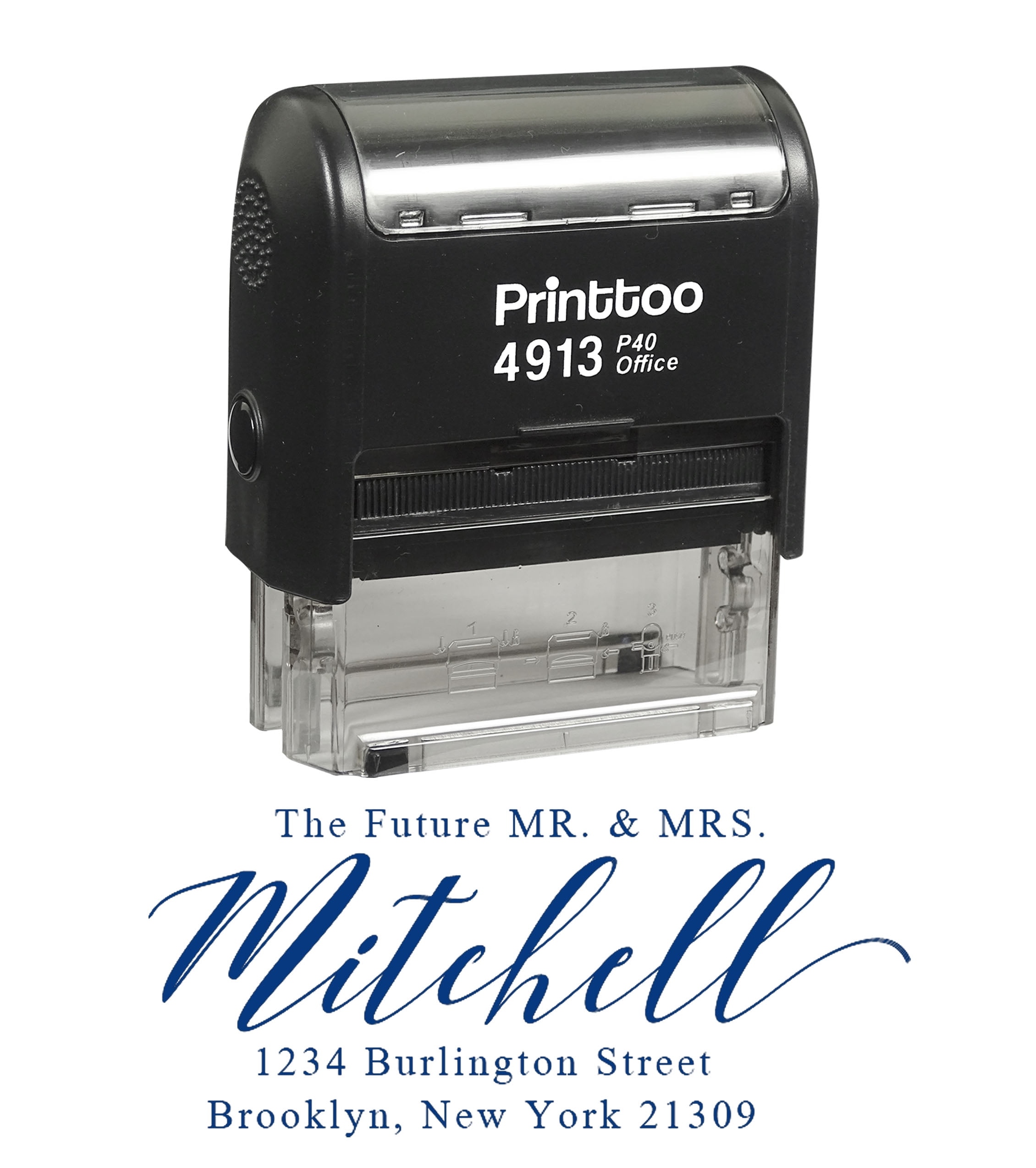 Printtoo Personalized Blue Self Inking Address Favor Stamp Custom ...