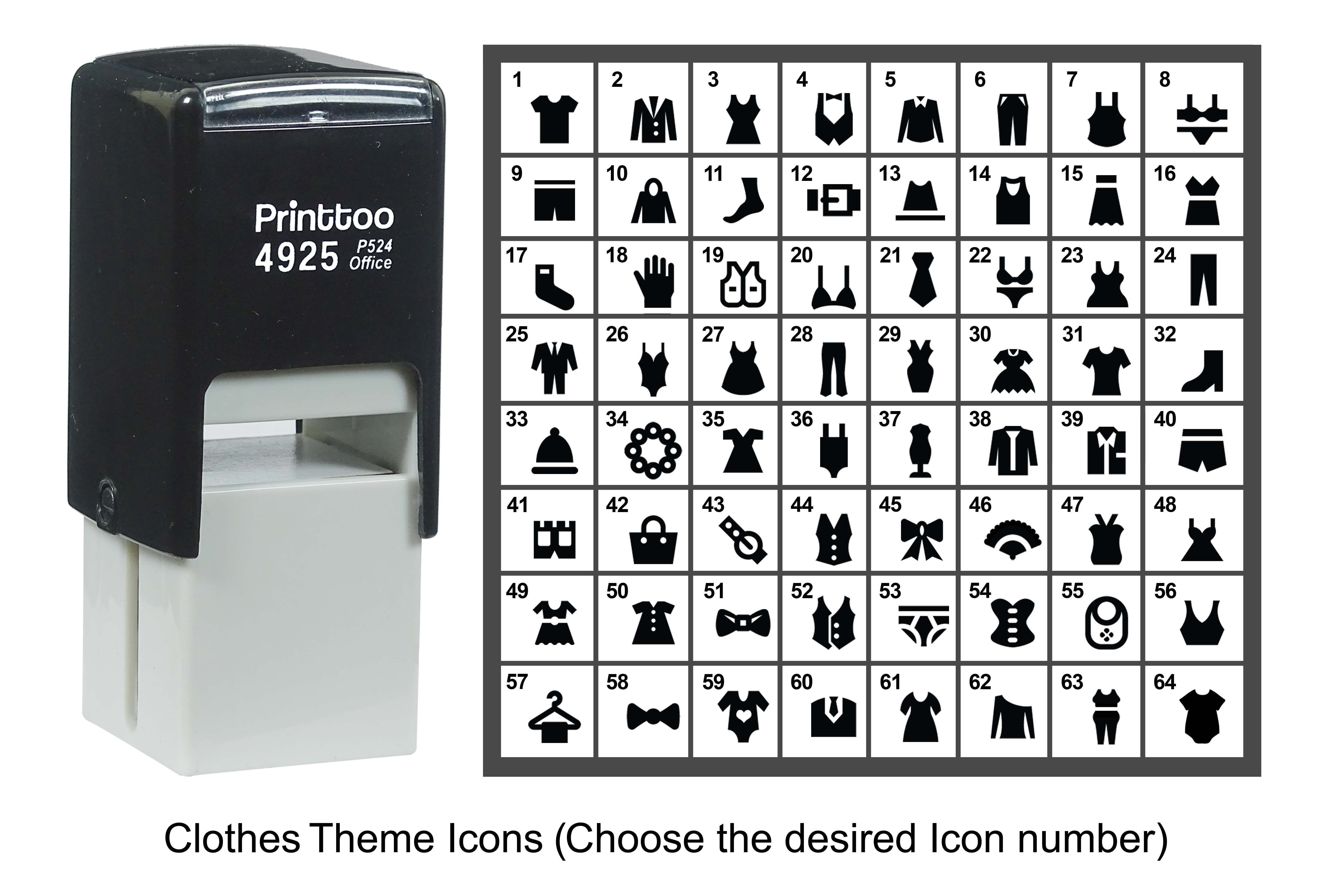 Printtoo Personalized Clothes Theme Icons Rubber Stamp Self Inking ...