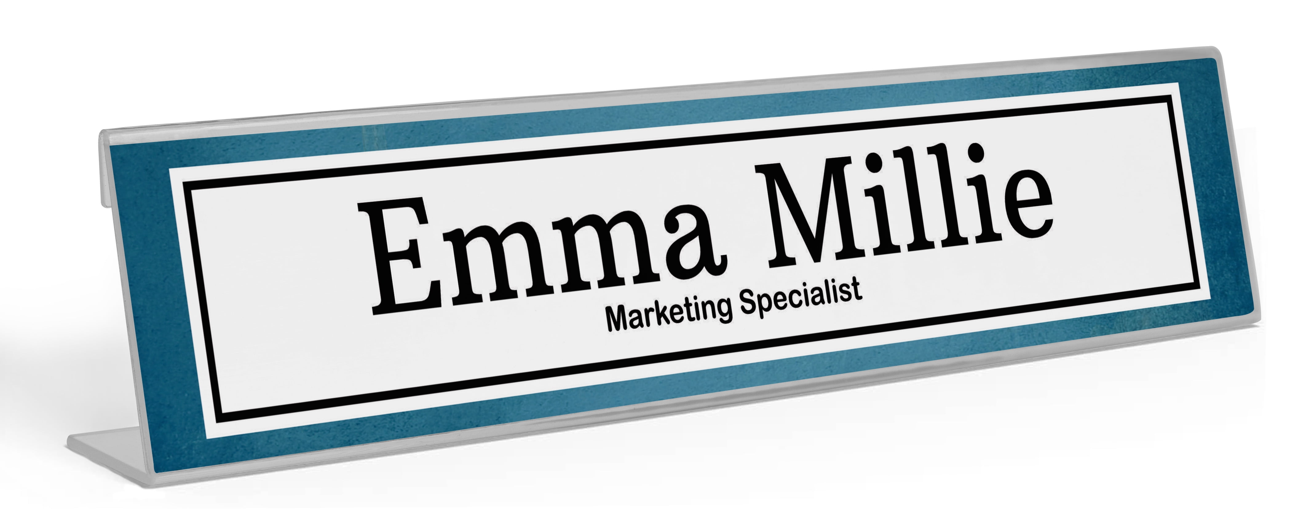 Printtoo Personalized Desk Name Plate Pretty Blue Border Custom Acrylic ...