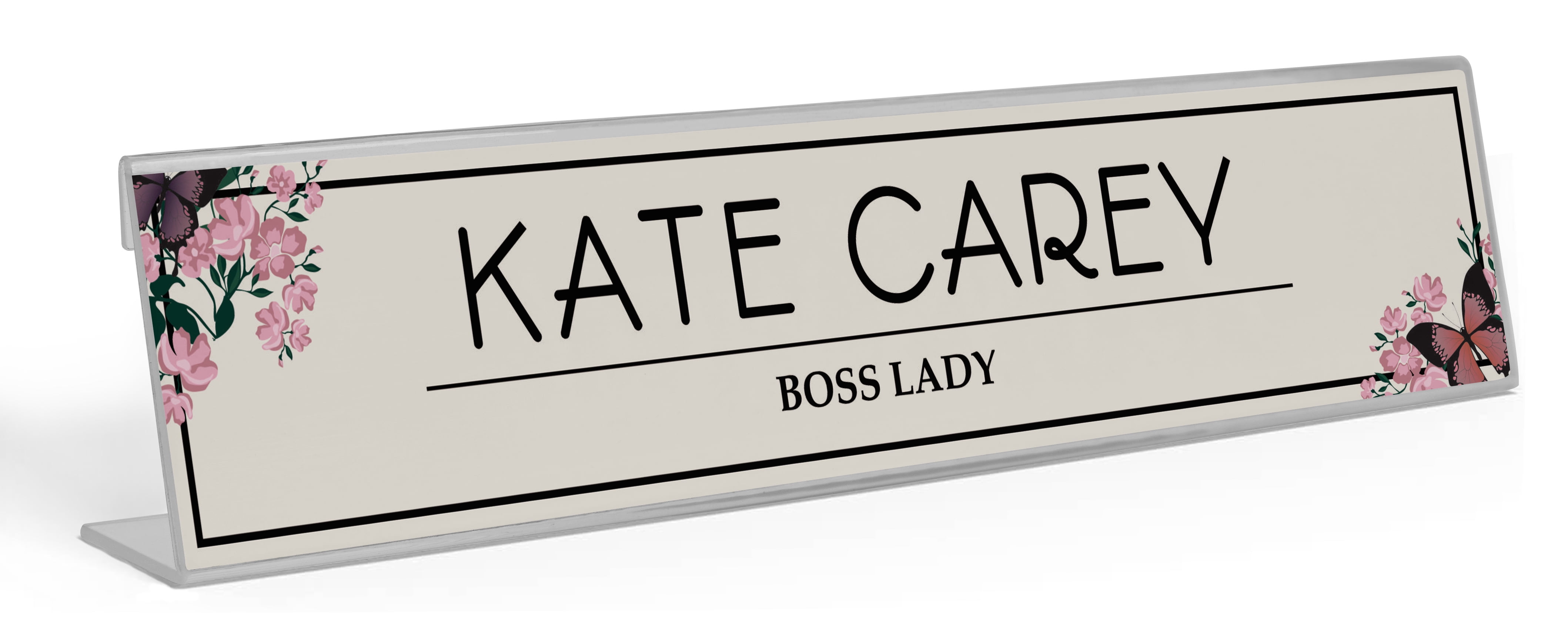 Printtoo Personalized Desk Name Plate Pretty Floral & Butterflies ...