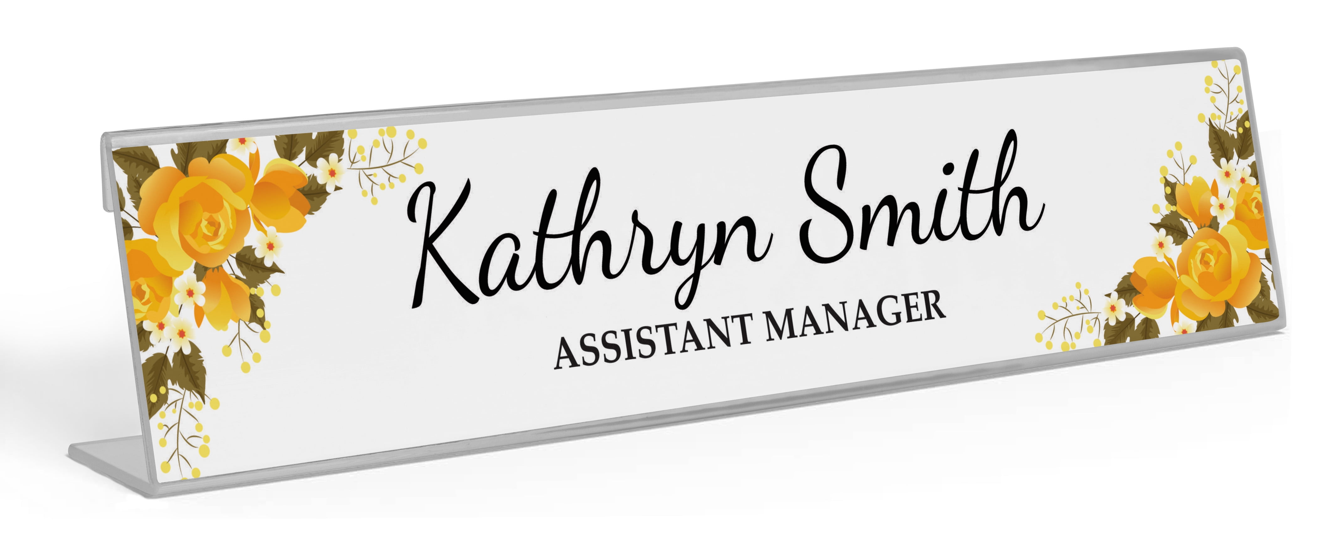 Printtoo Personalized Desk Name Plate Pretty Floral Custom Acrylic ...