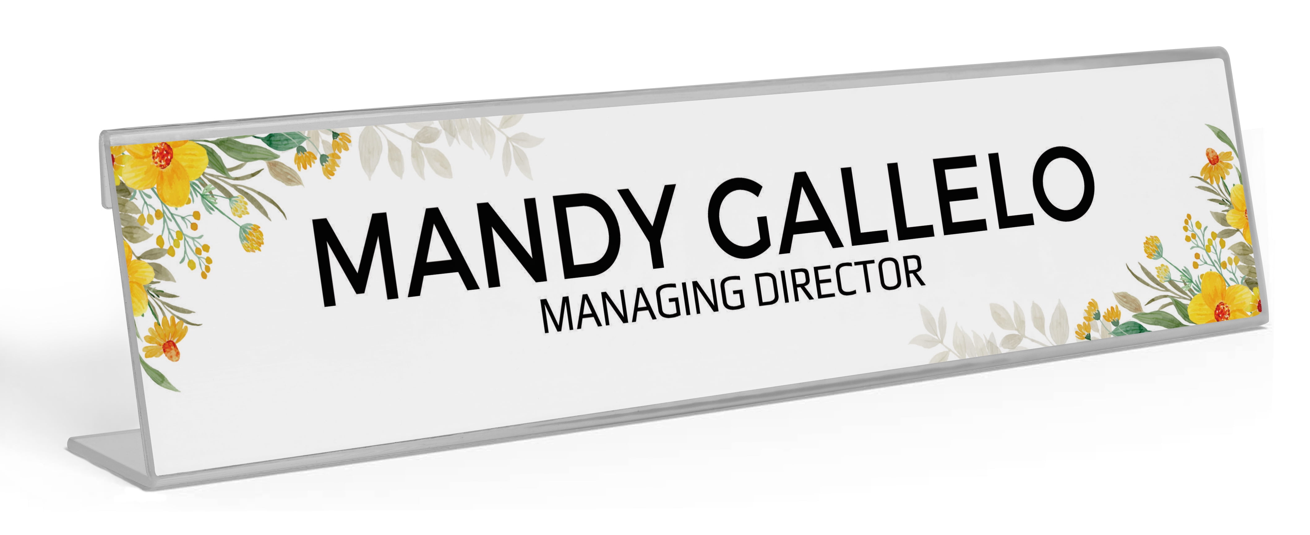 Printtoo Personalized Desk Name Plate Pretty Floral Custom Acrylic ...