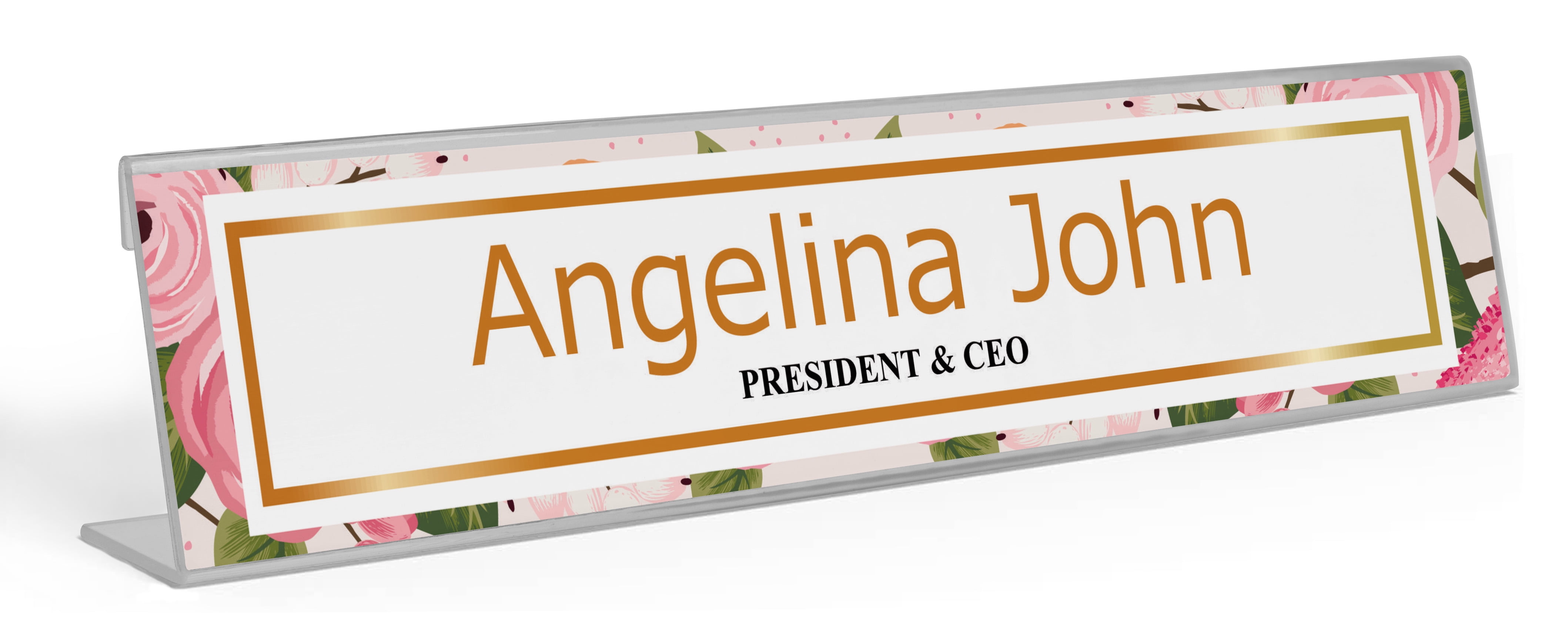 Printtoo Personalized Desk Name Plate Pretty Floral Custom Acrylic ...