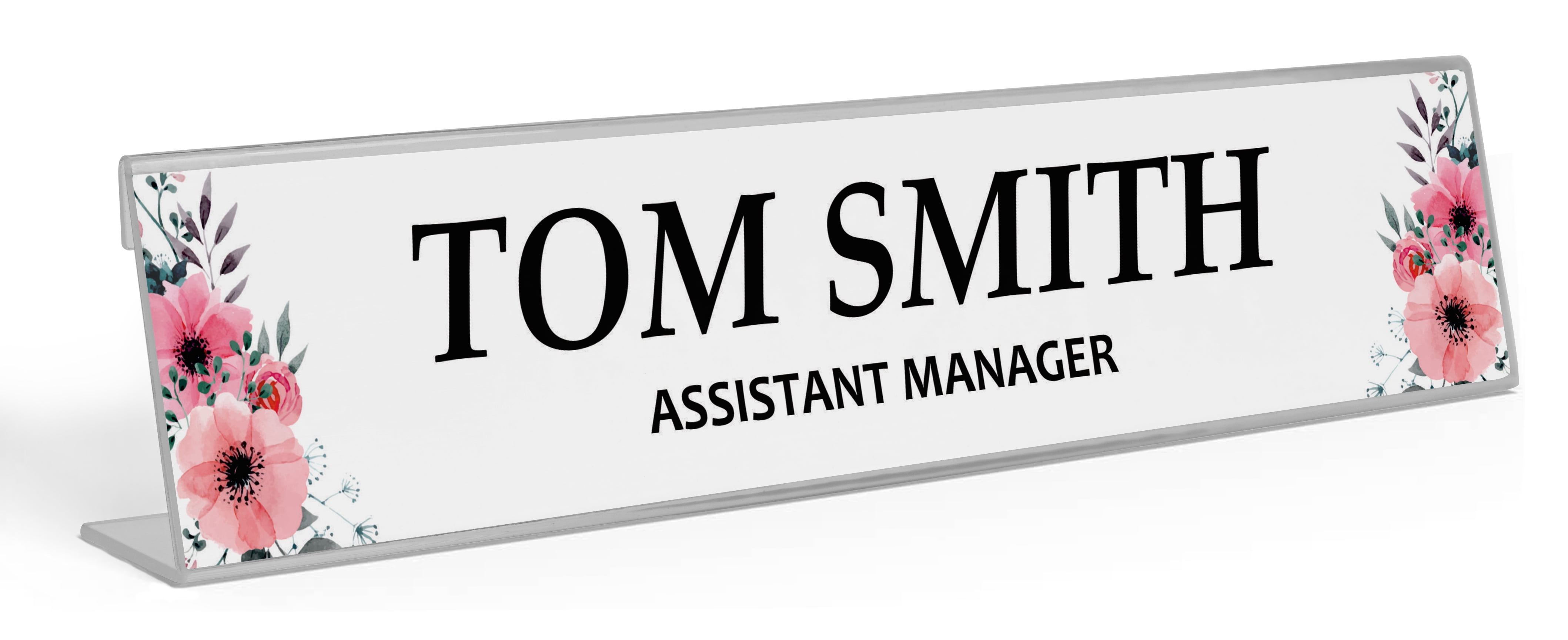 Printtoo Personalized Desk Name Plate Pretty Floral Custom Acrylic ...