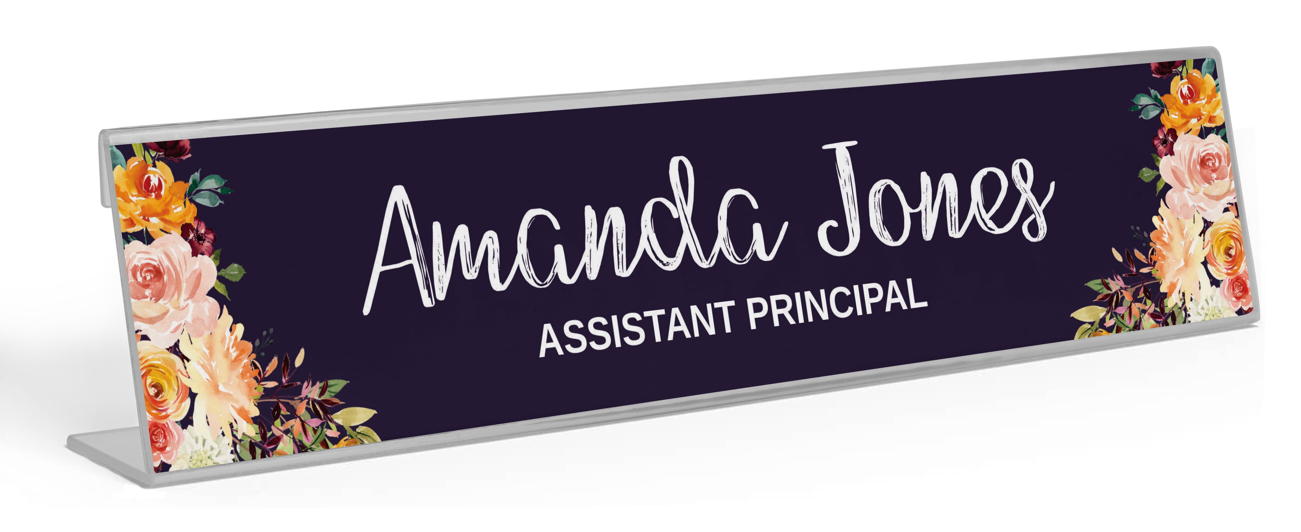 Printtoo Personalized Desk Name Plate Pretty Floral Custom Acrylic ...