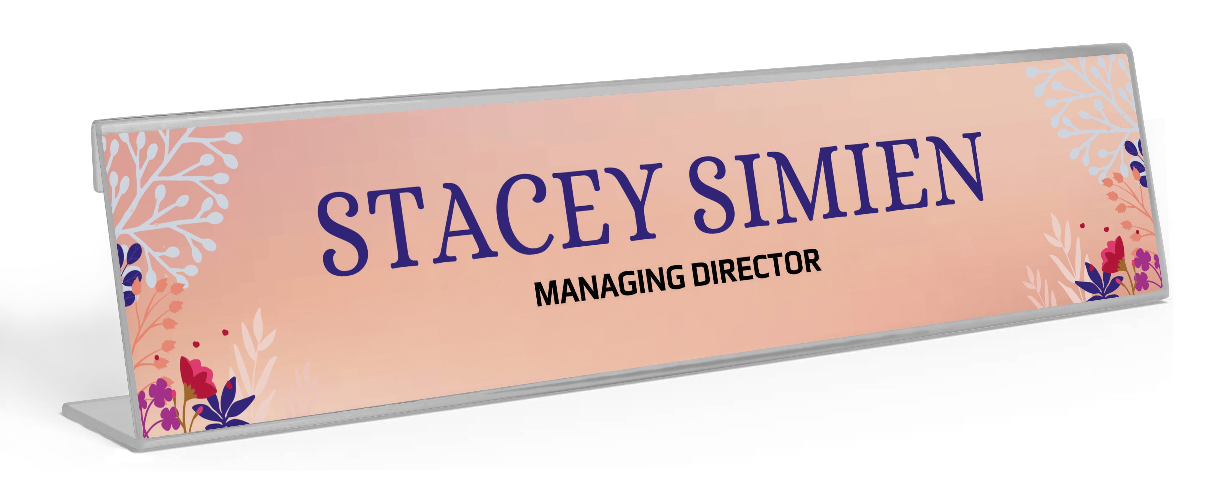 Printtoo Personalized Desk Name Plate Pretty Floral Custom Acrylic ...