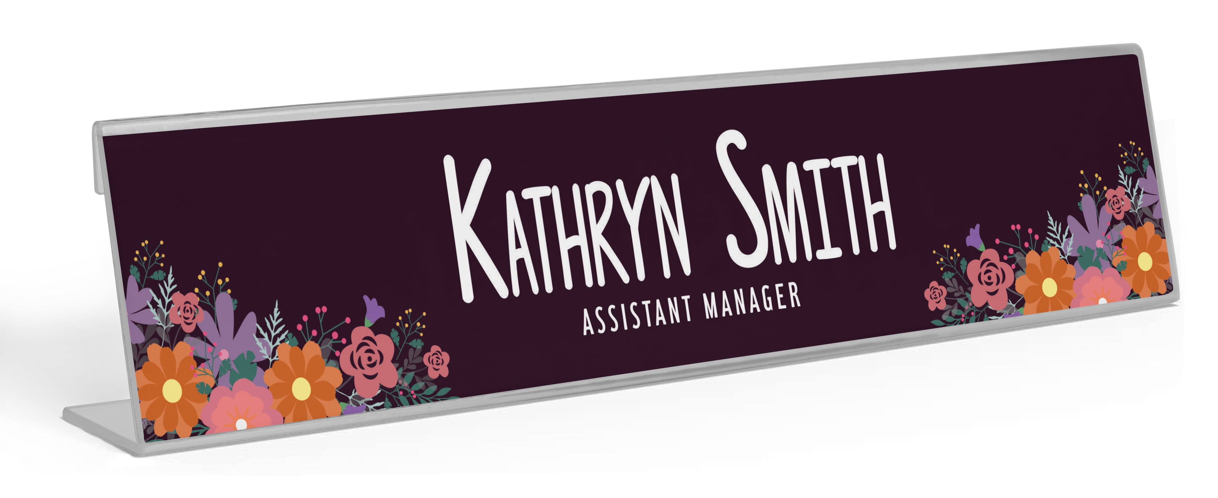 Printtoo Personalized Desk Name Plate Pretty Floral Custom Acrylic ...